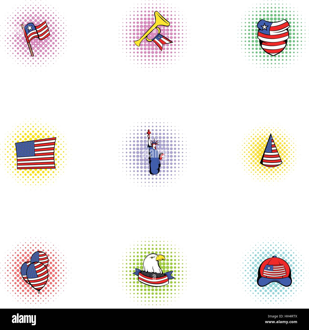 Independence of USA icons set, pop-art style Stock Vector Image & Art ...