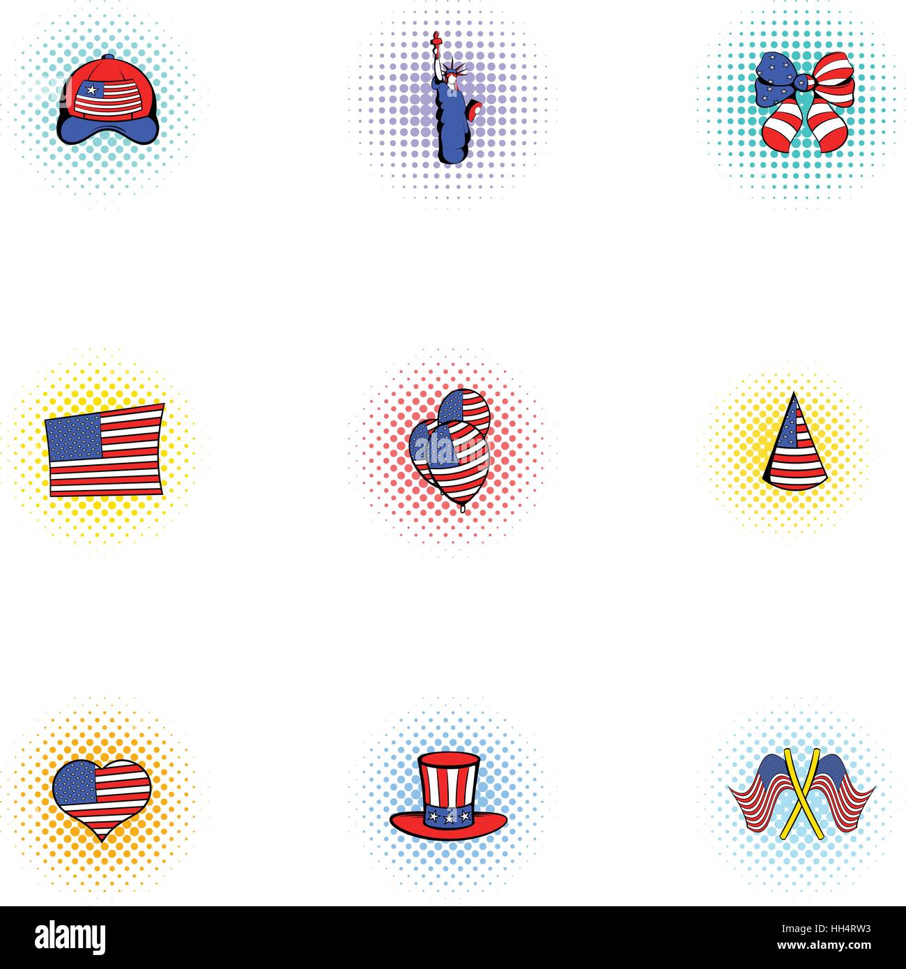 Celebration of independence day USA icons set Stock Vector Image & Art ...