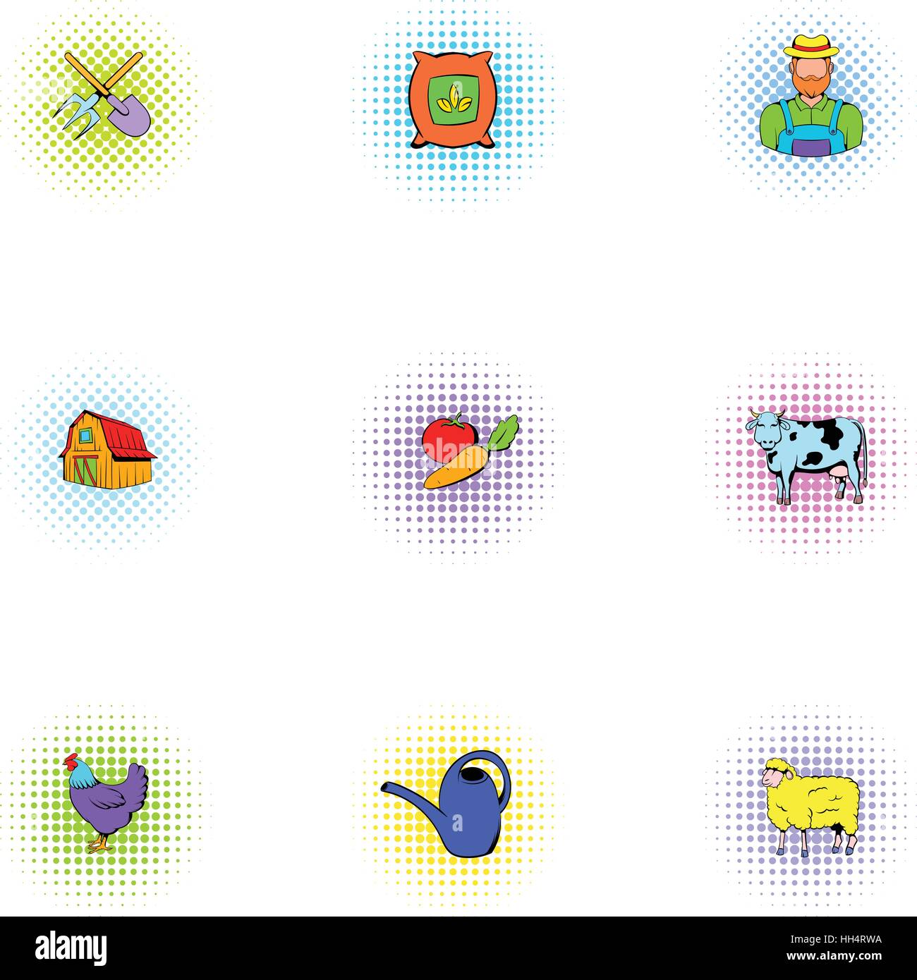 Barnyard icons set, pop-art style Stock Vector Image & Art - Alamy