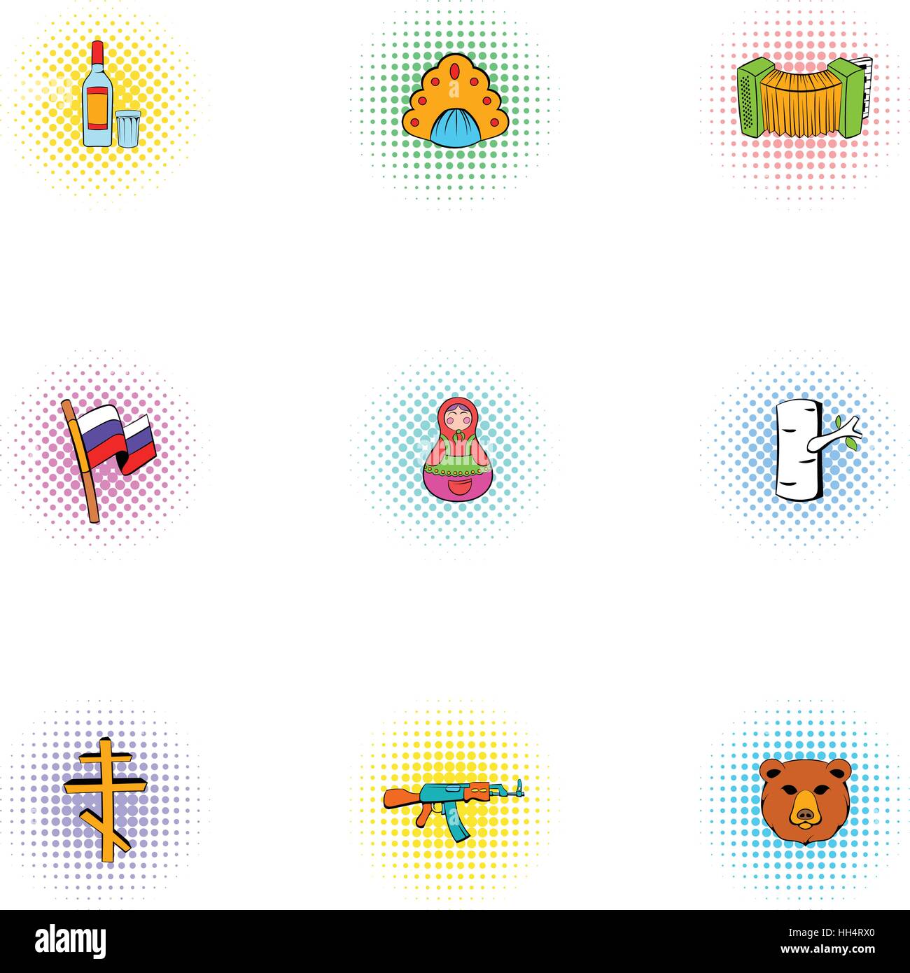 Russia icons set, pop-art style Stock Vector Image & Art - Alamy