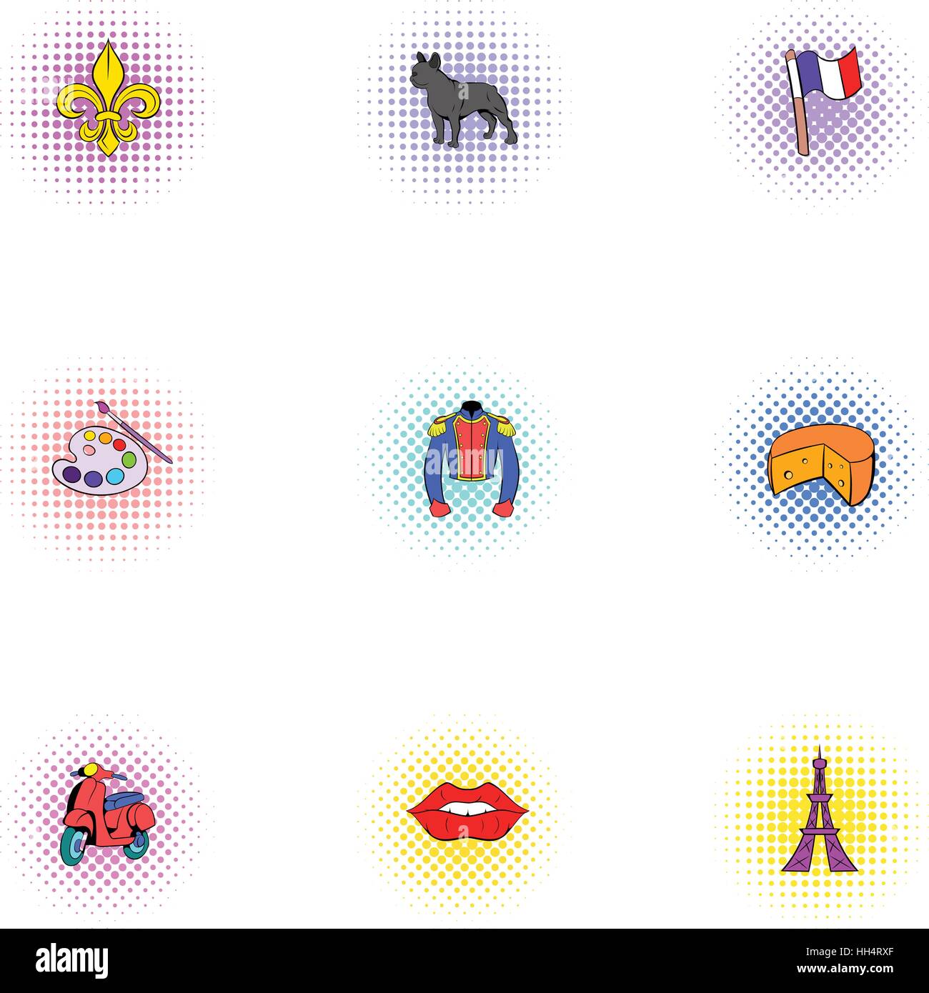 France icons set, pop-art style Stock Vector Image & Art - Alamy