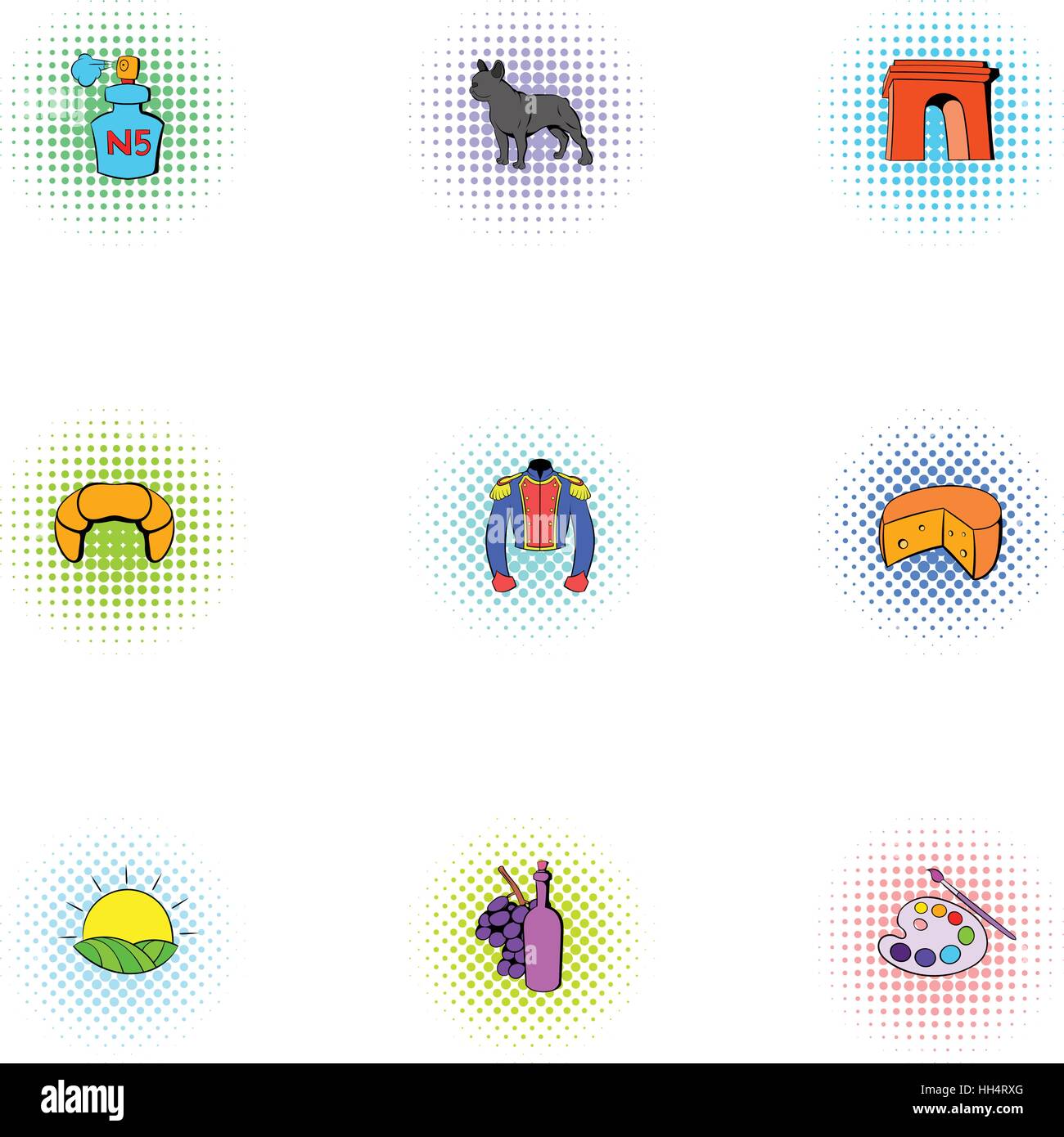 France Republic icons set, pop-art style Stock Vector Image & Art - Alamy