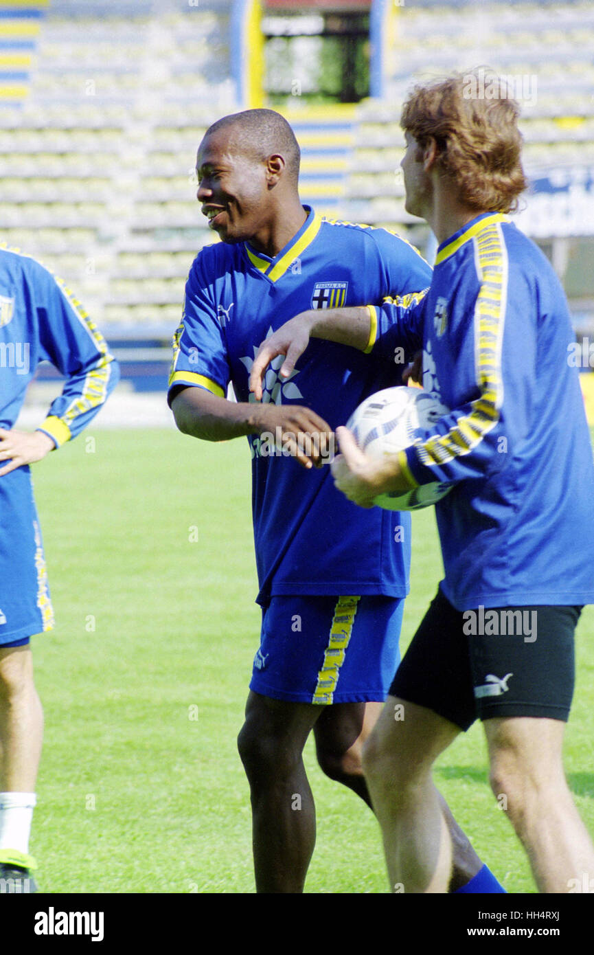 Colombian football player Faustino Asprilla training for Italian club ...