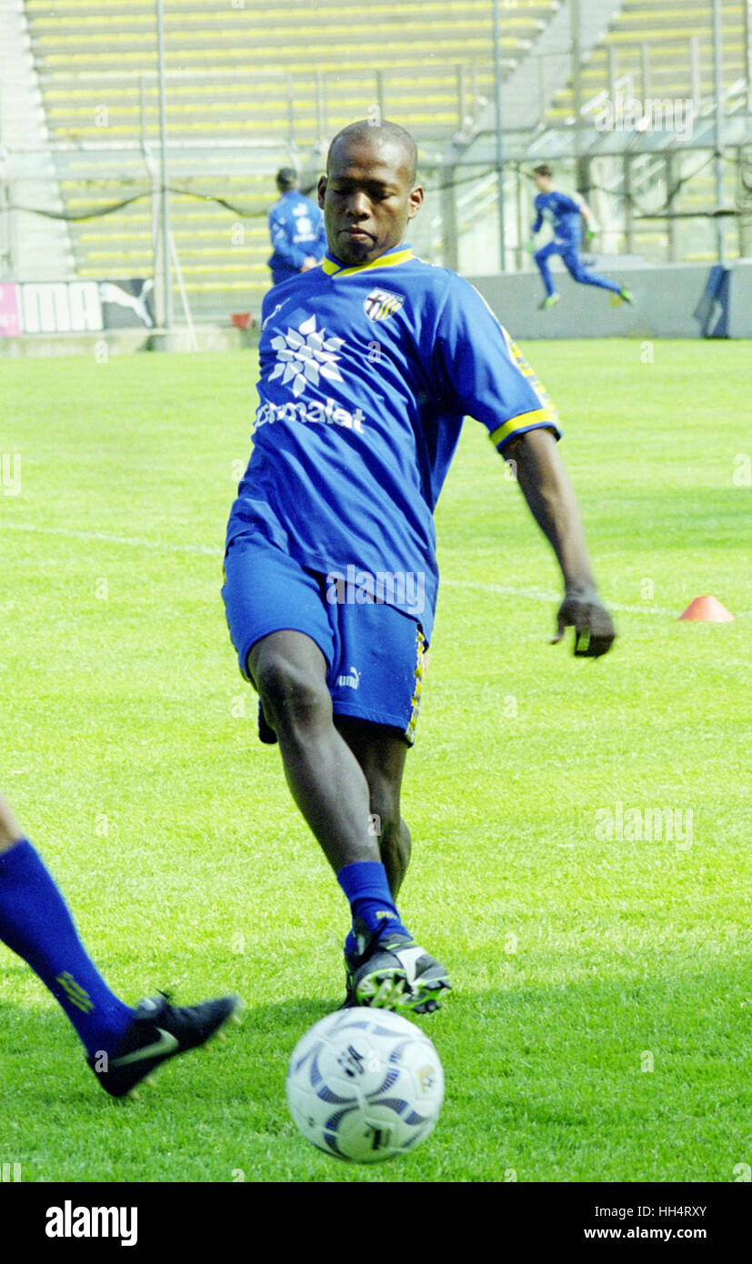 Colombian football player Faustino Asprilla training for Italian club ...