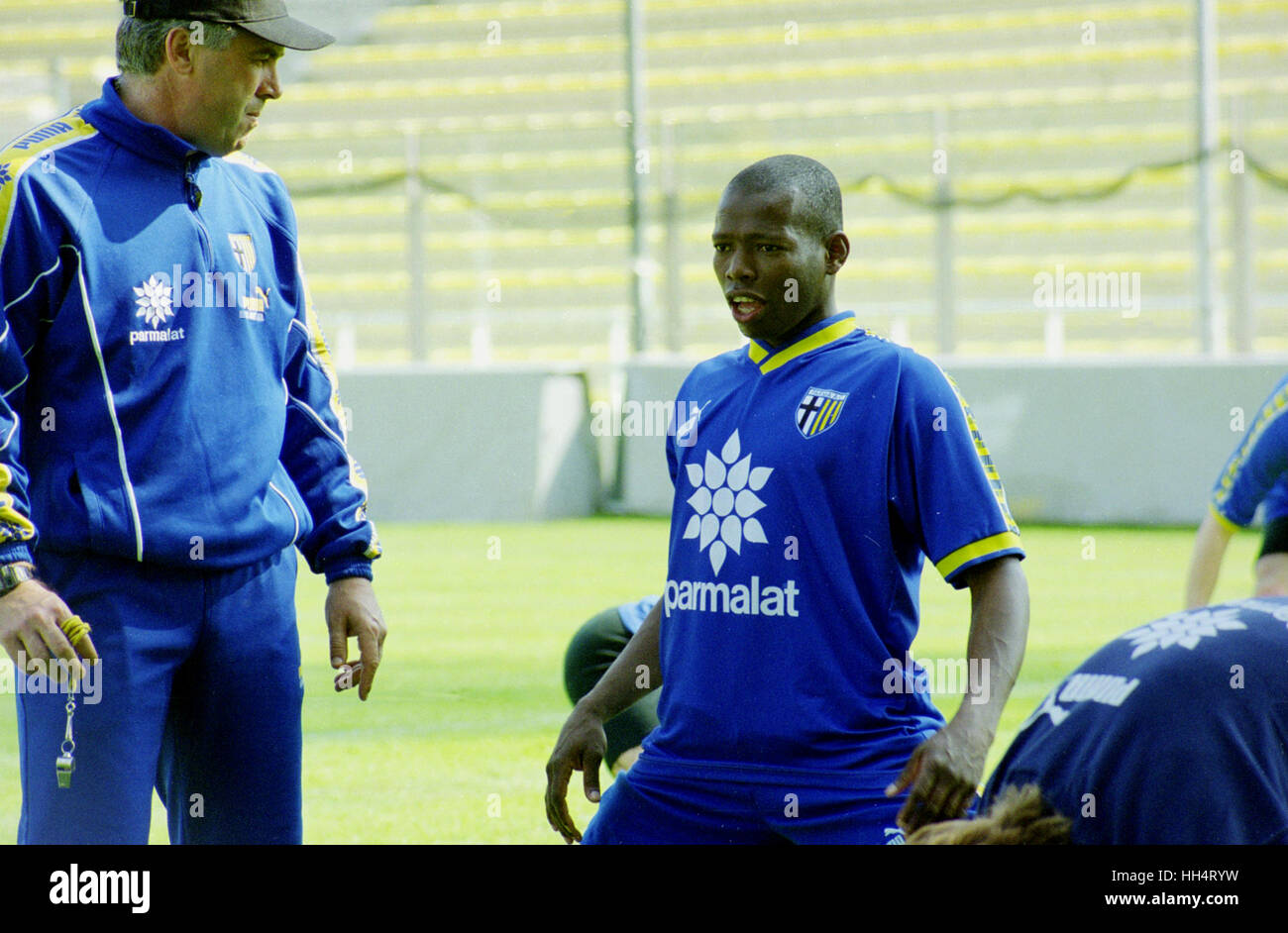 Colombian football player Faustino Asprilla training for Italian club ...