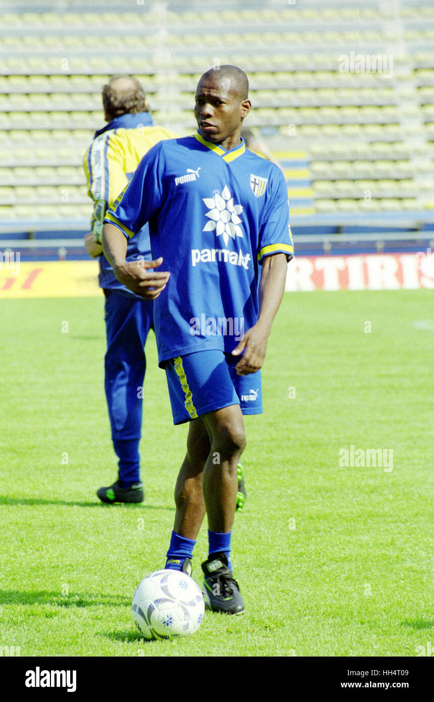 Colombian football player Faustino Asprilla training for Italian club ...