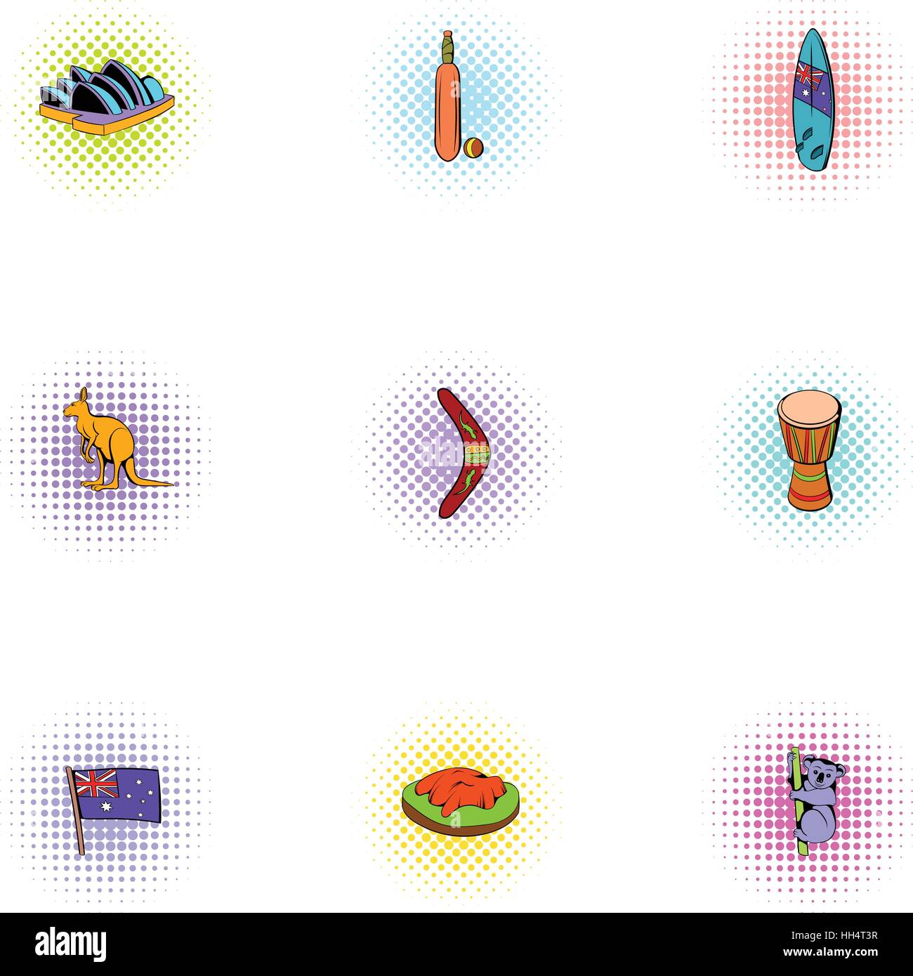 Tourism in Australia icons set, pop-art style Stock Vector Image & Art ...
