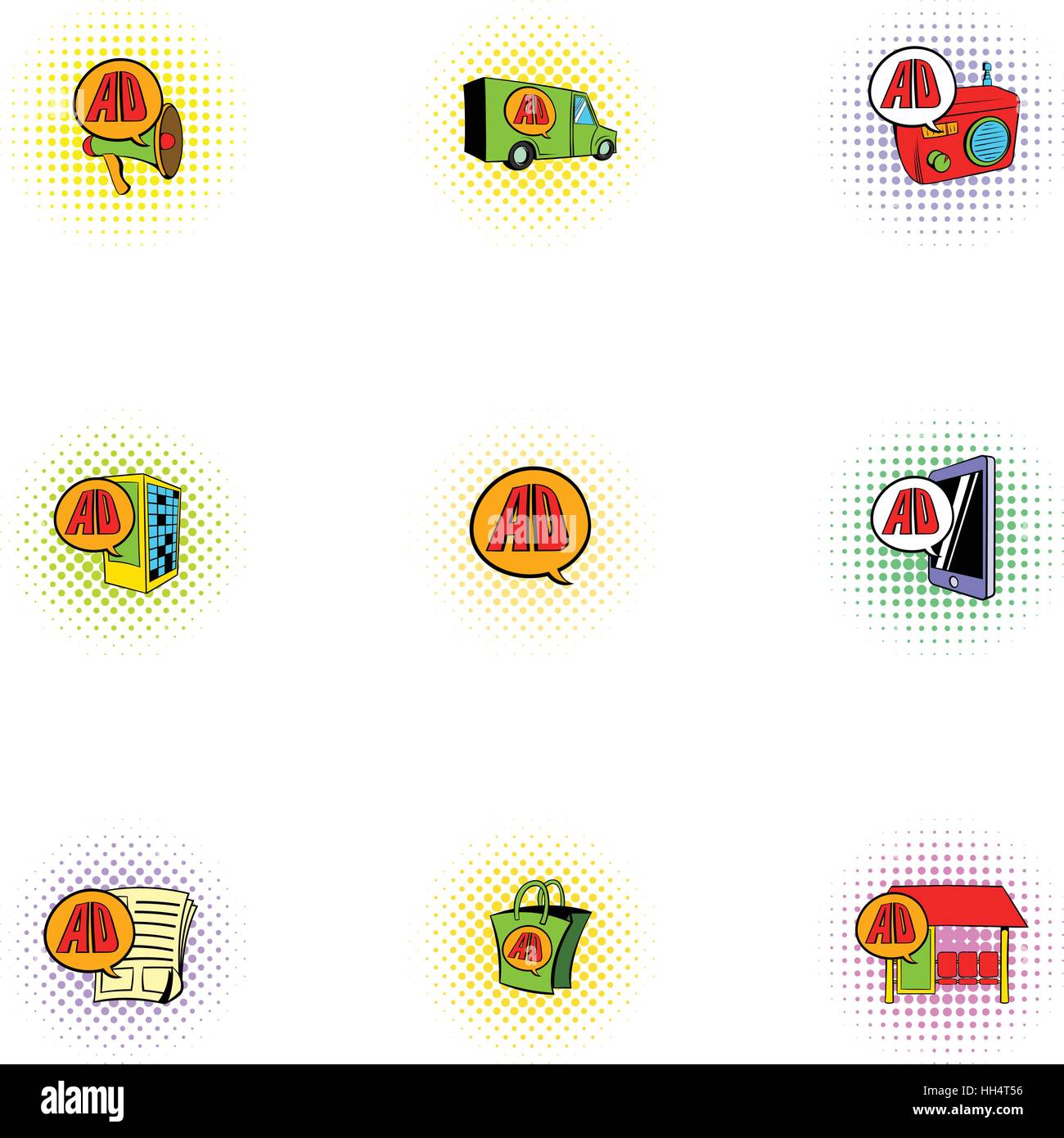 Advertising income icons set, pop-art style Stock Vector Image & Art ...