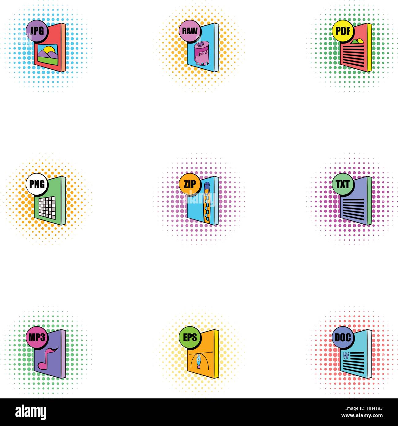 Document types icons set, pop-art style Stock Vector Image & Art - Alamy
