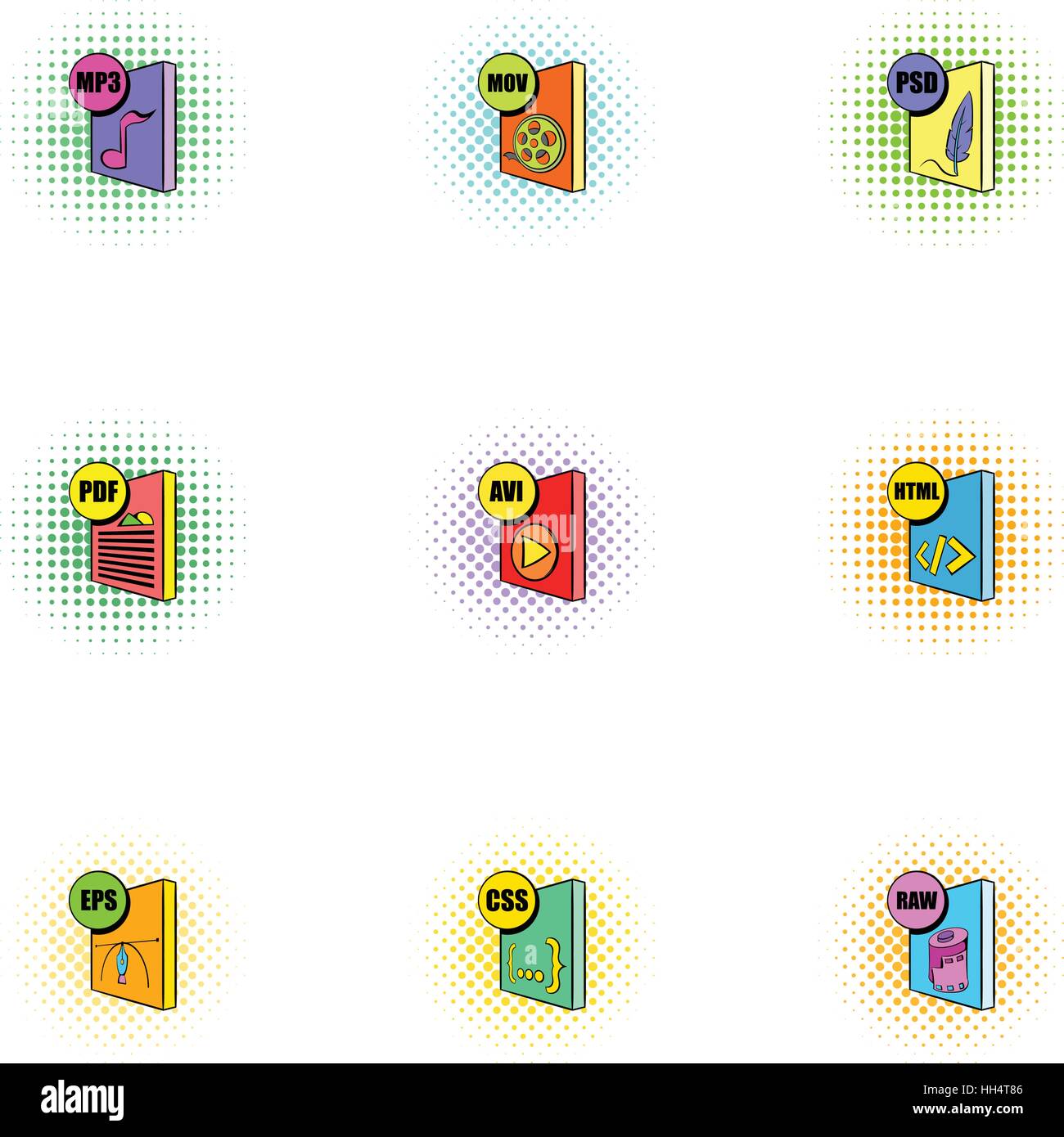 Files icons set, pop-art style Stock Vector Image & Art - Alamy