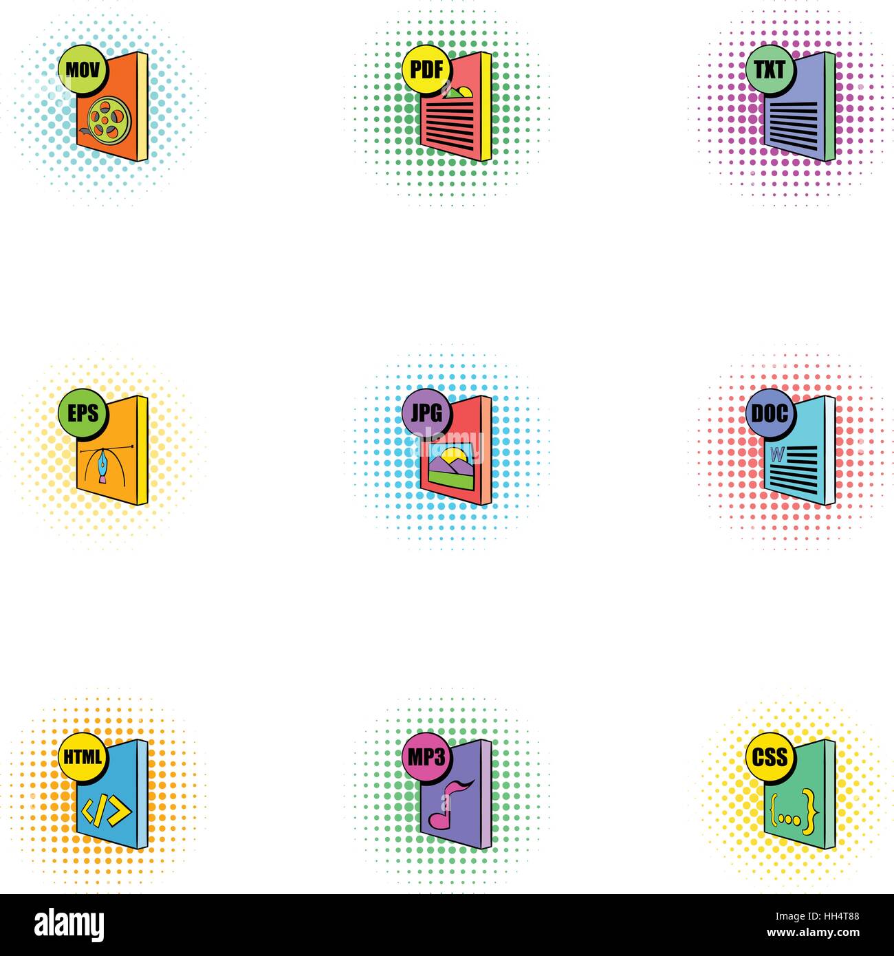 Types of files icons set, pop-art style Stock Vector Image & Art - Alamy