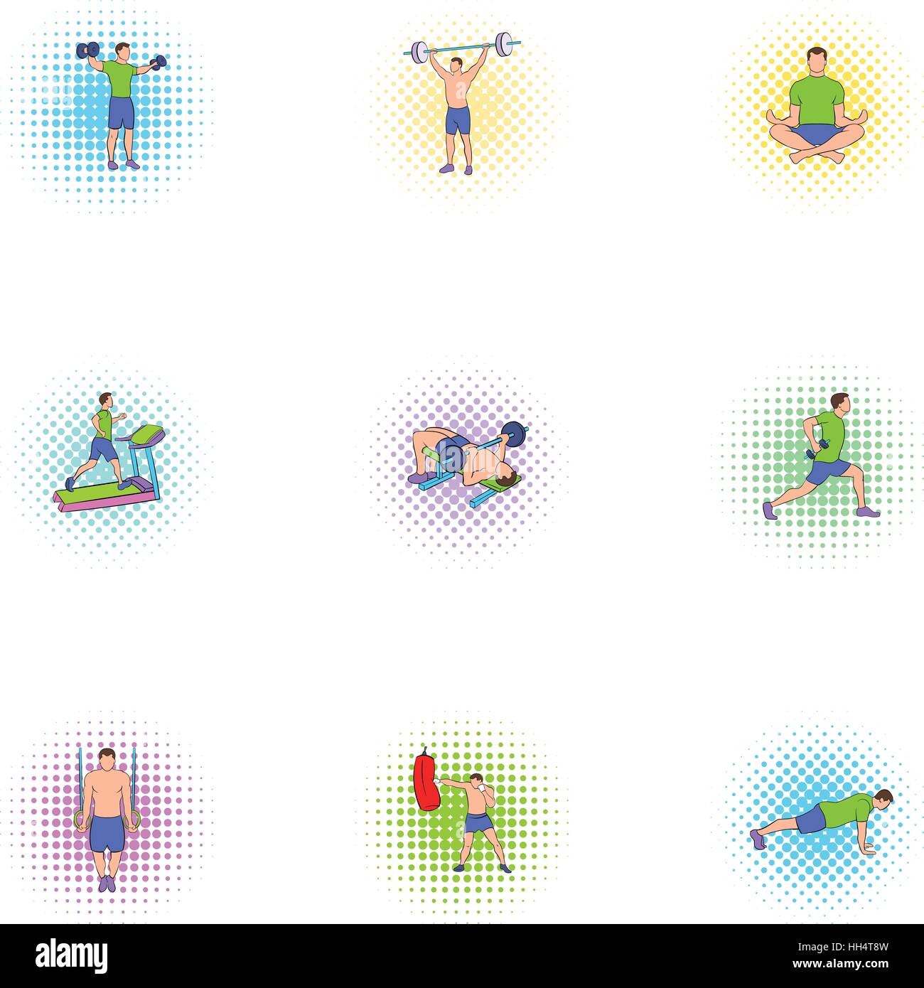 Gym icons set, pop-art style Stock Vector Image & Art - Alamy