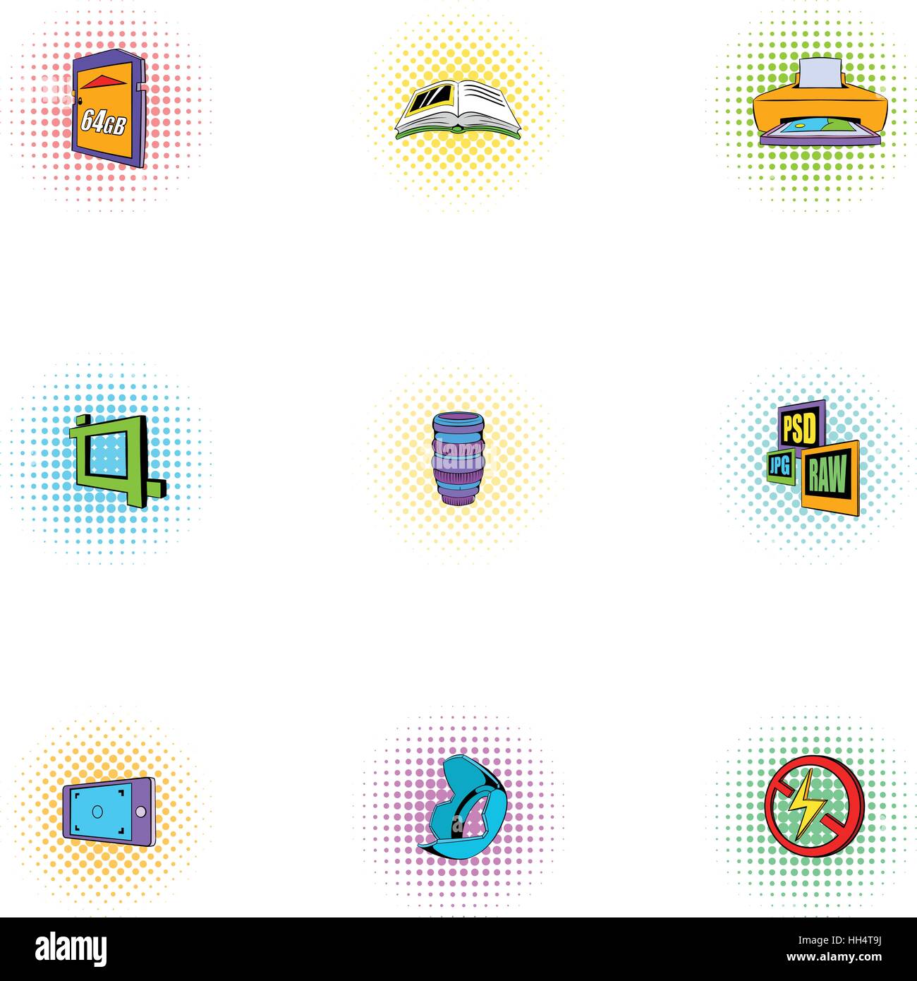 Photo icons set, pop-art style Stock Vector Image & Art - Alamy