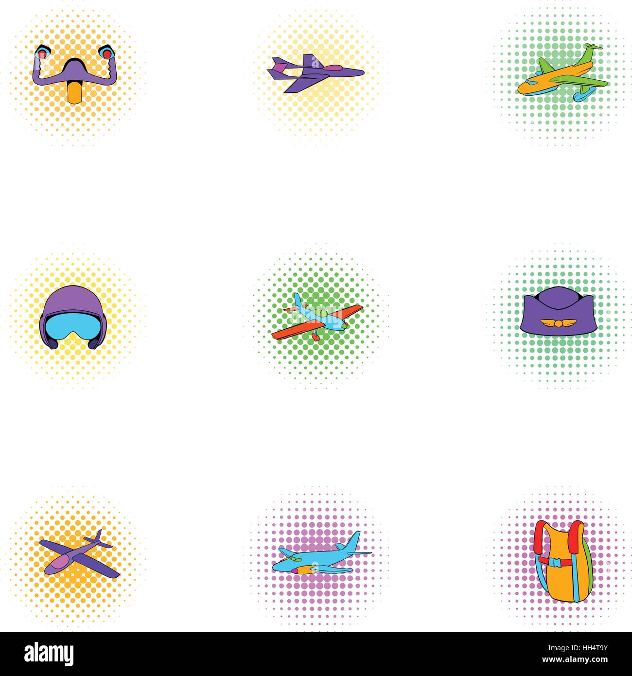 Flying machine icons set, pop-art style Stock Vector Image & Art - Alamy