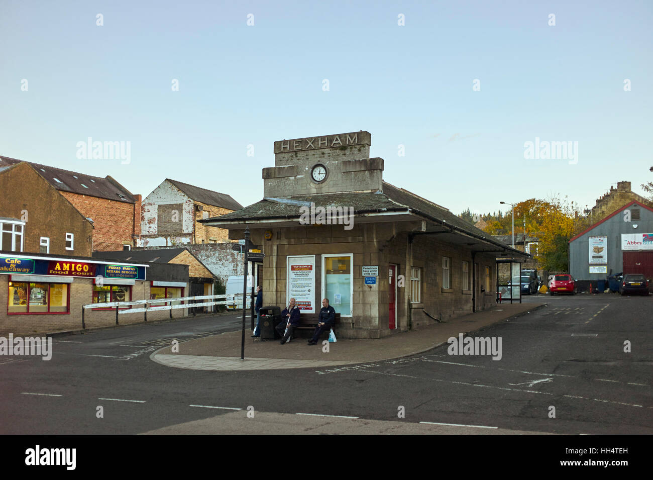 Bus station at Hexham Stock Photo - Alamy