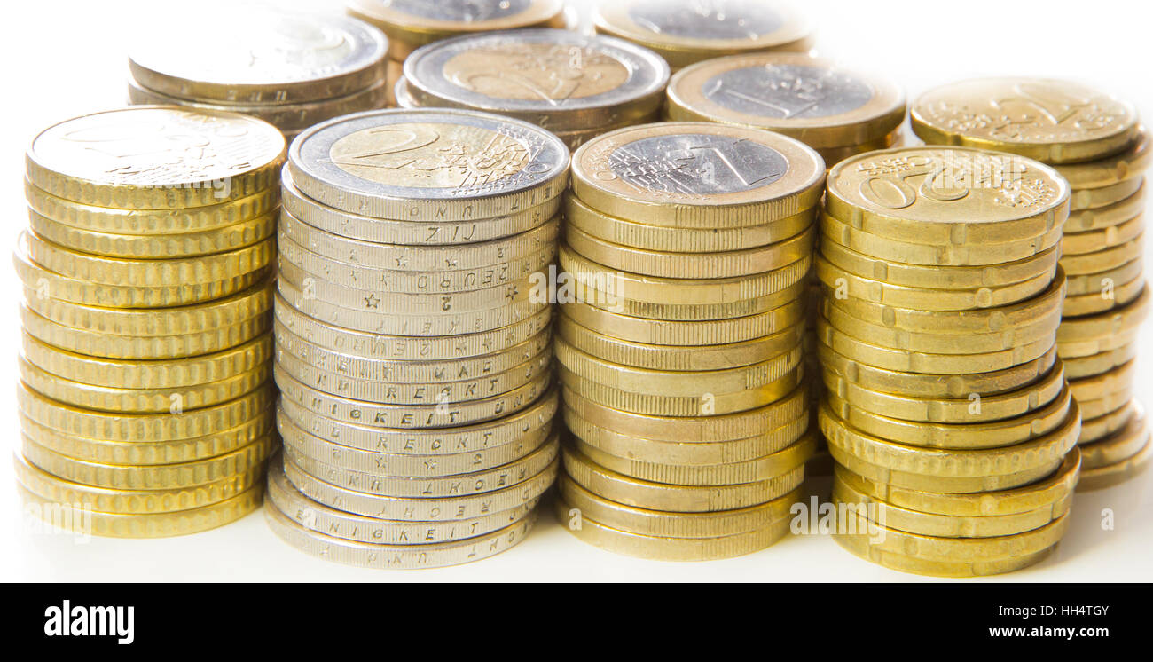 Stacks of euro coins Stock Photo - Alamy