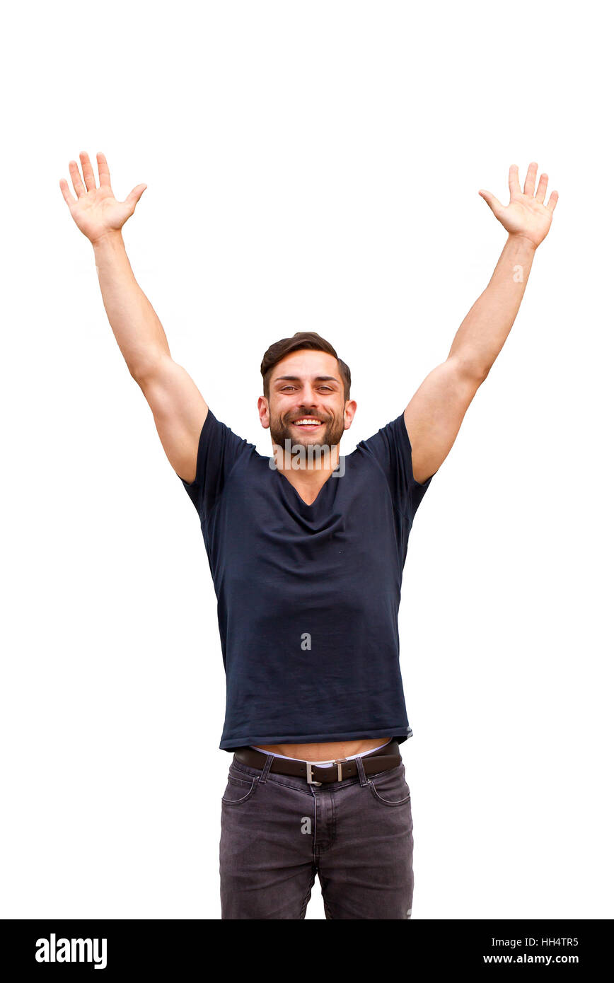 Man strong arms up isolated hi-res stock photography and images - Alamy