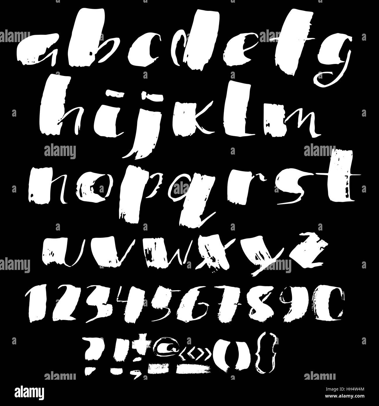 Hand drawn font made by dry brush strokes. Grunge style alphabet Stock ...