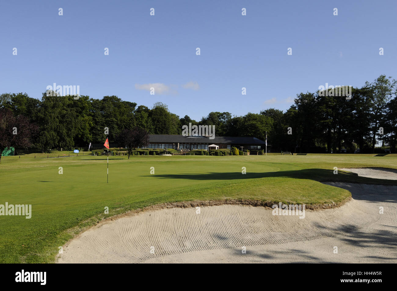 View over bunkers to 18th Green and The Clubhouse Basingstoke Golf Club ...