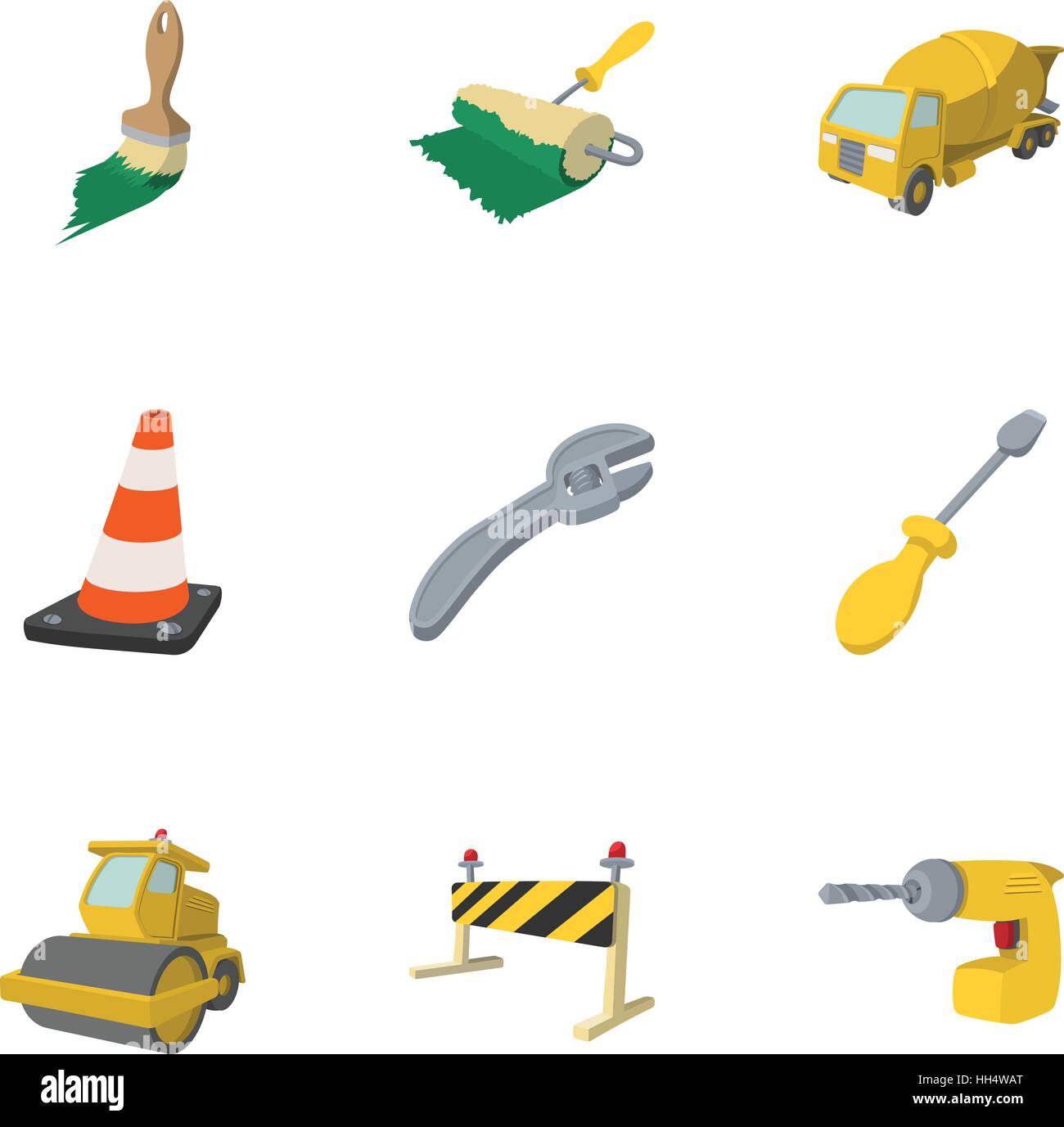 Construction of road icons set, cartoon style Stock Vector Image & Art ...