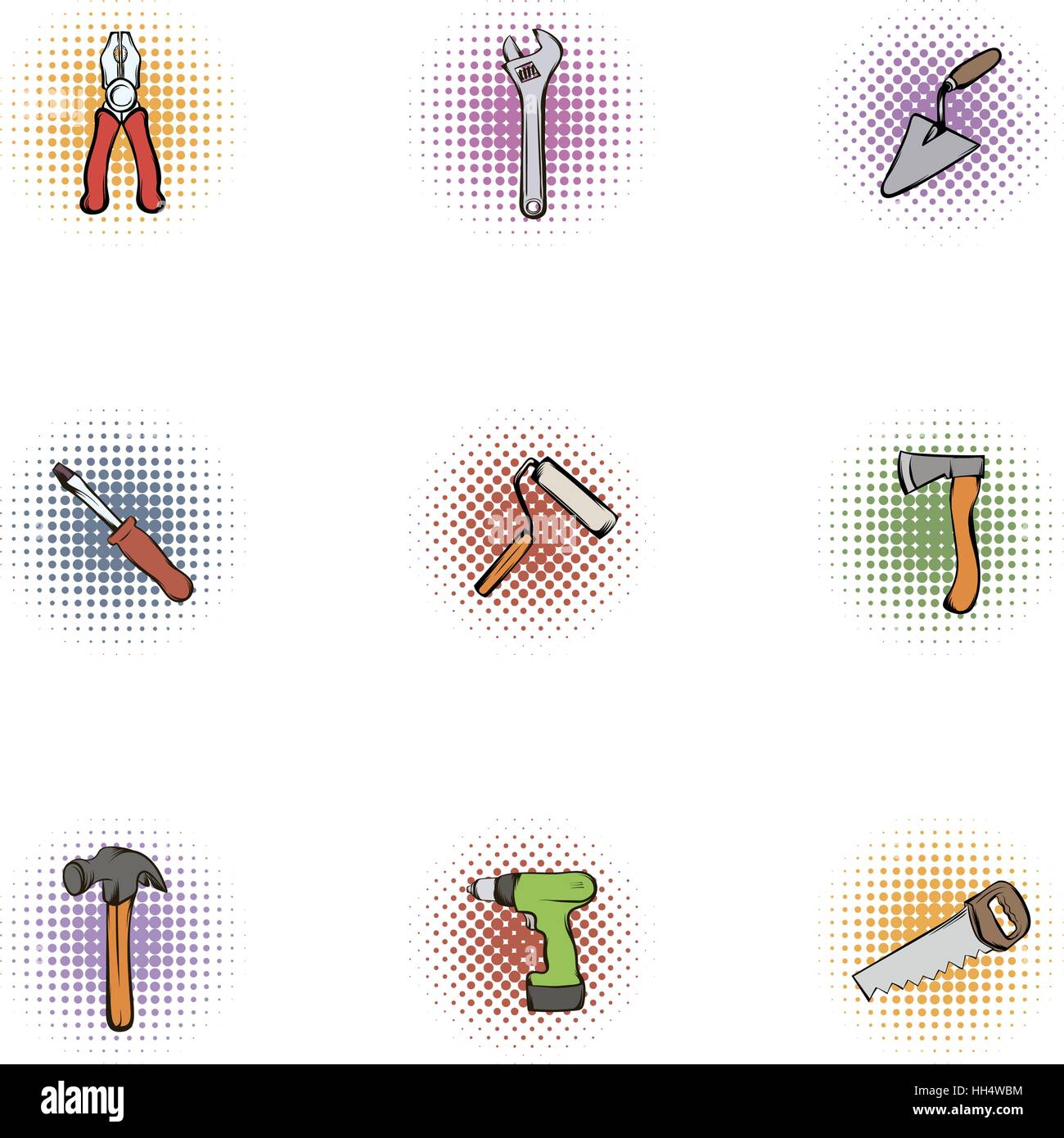 Building tools icons set, pop-art style Stock Vector Image & Art - Alamy