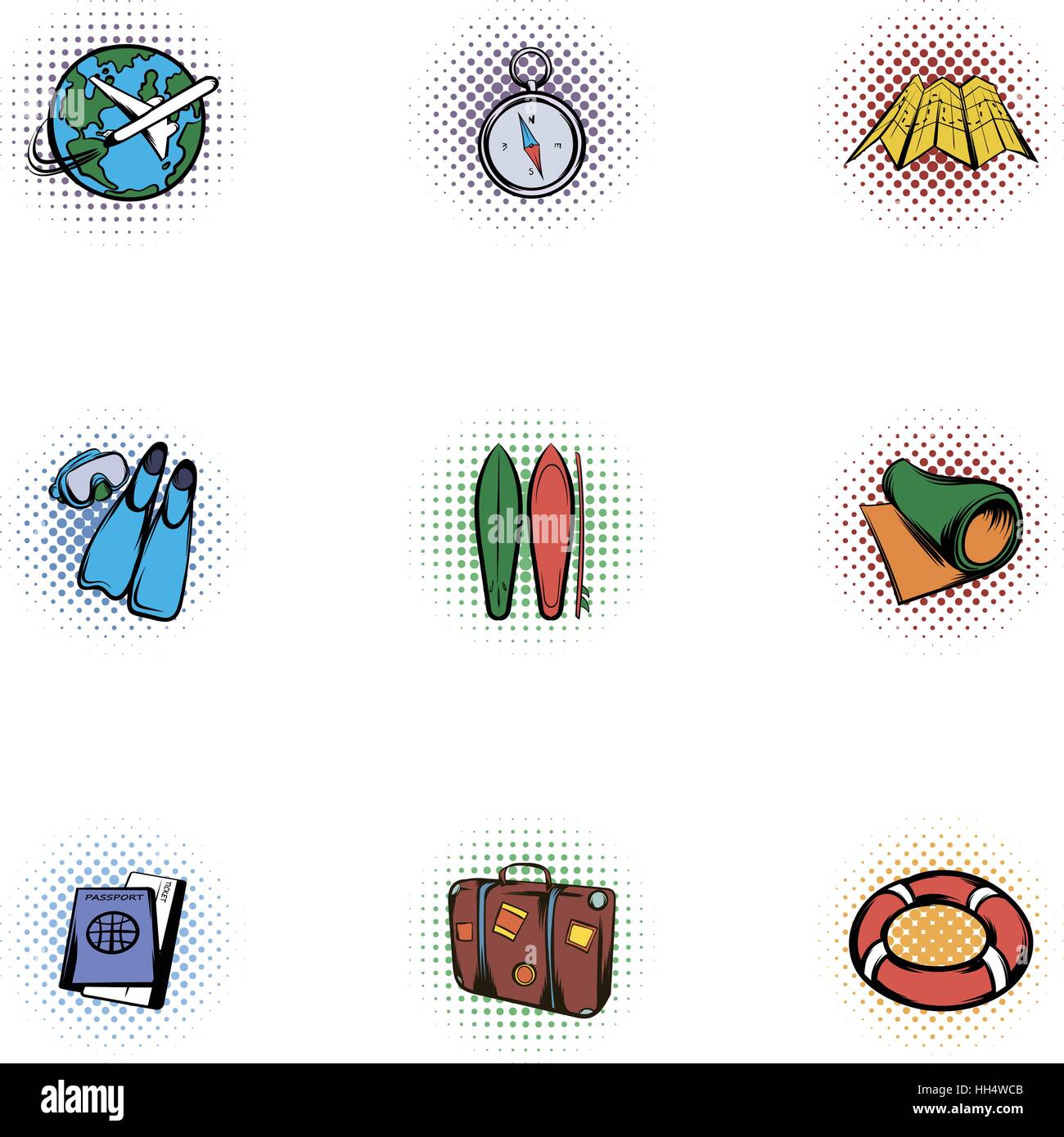 Relax on beach icons set, pop-art style Stock Vector Image & Art - Alamy
