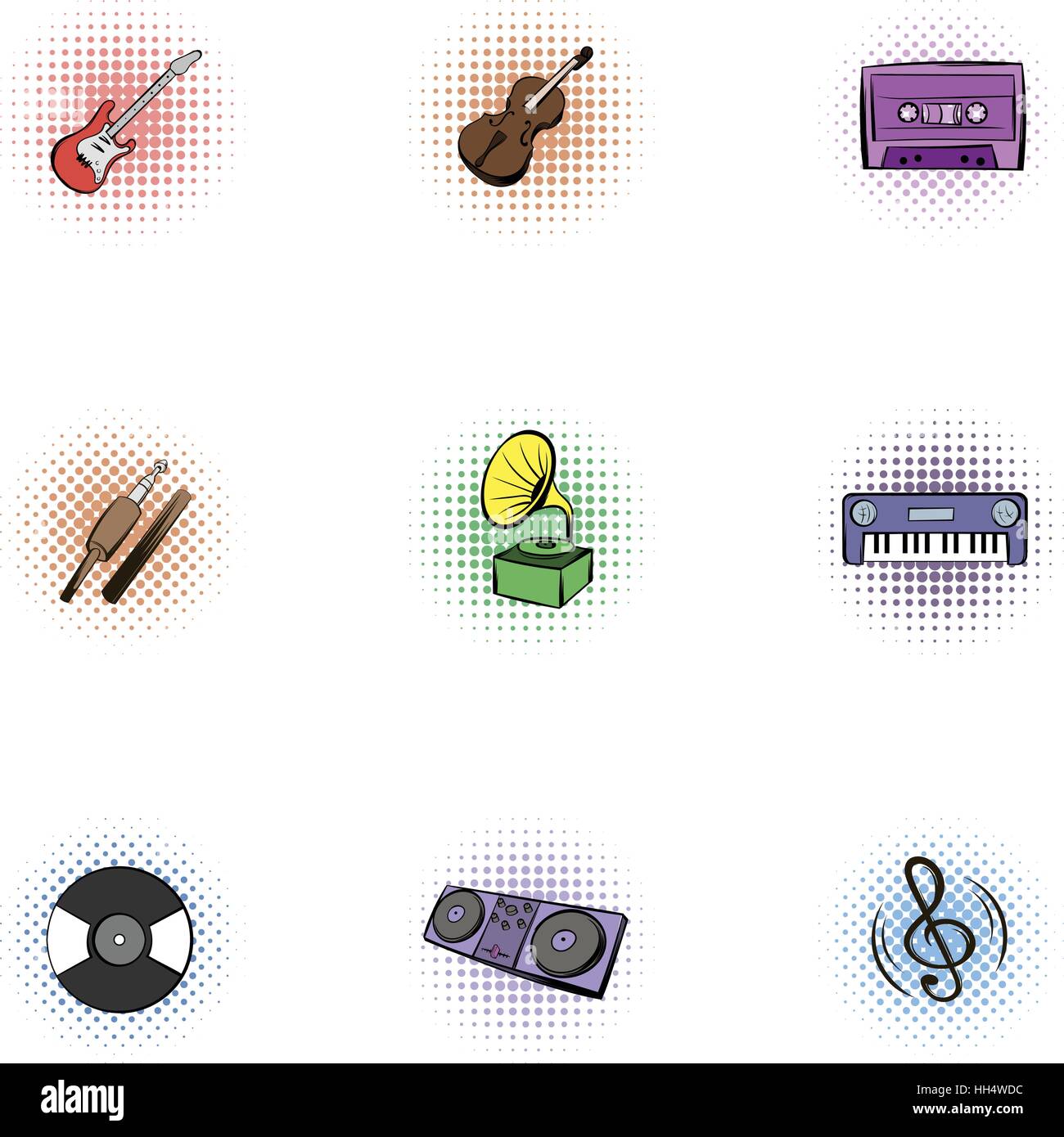 Musical instruments icons set, pop-art style Stock Vector Image & Art ...