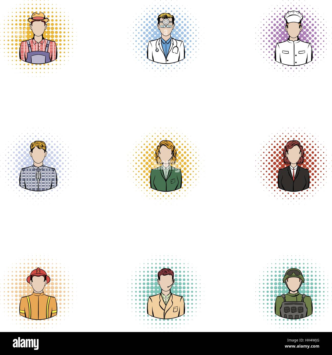 Occupation icons set, pop-art style Stock Vector Image & Art - Alamy