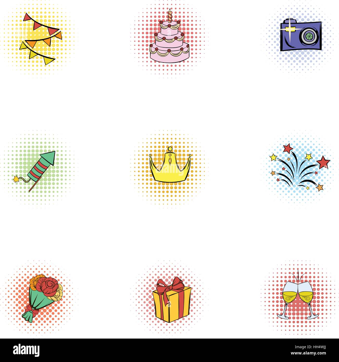 Holiday icons set, pop-art style Stock Vector Image & Art - Alamy