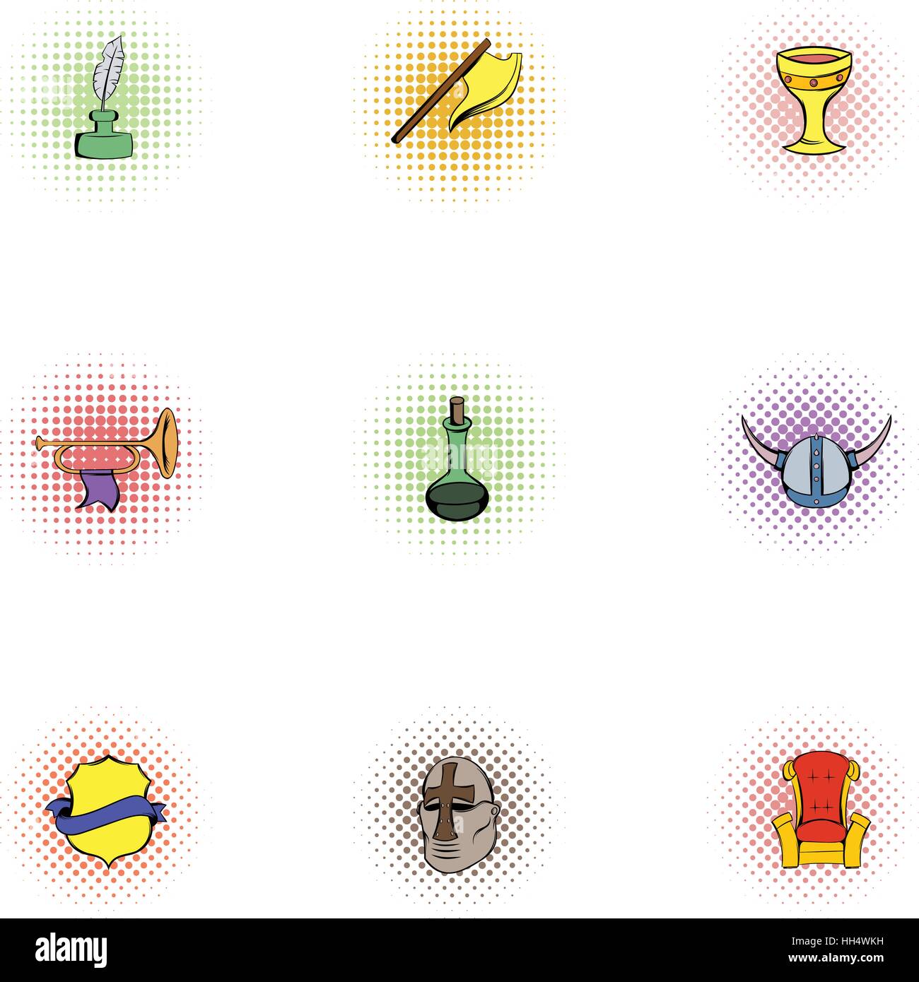 Military armor icons set, pop-art style Stock Vector Image & Art - Alamy