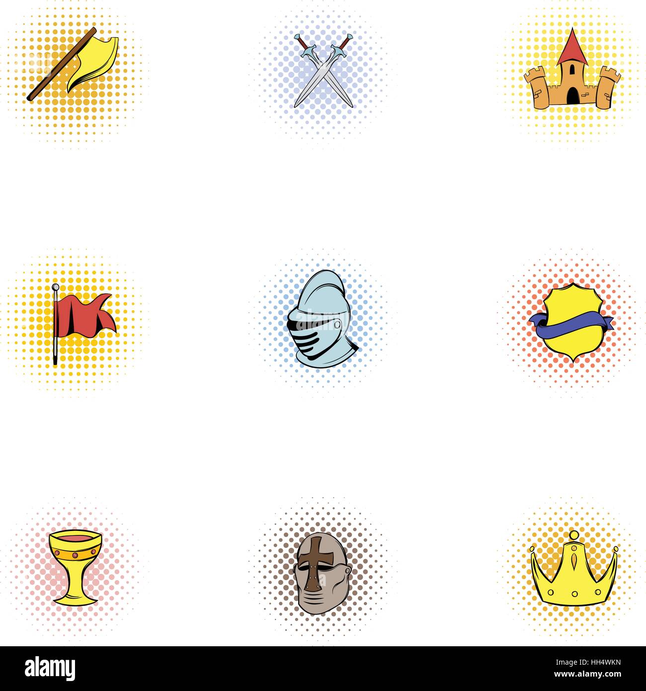 Medieval knight icons set, pop-art style Stock Vector Image & Art - Alamy