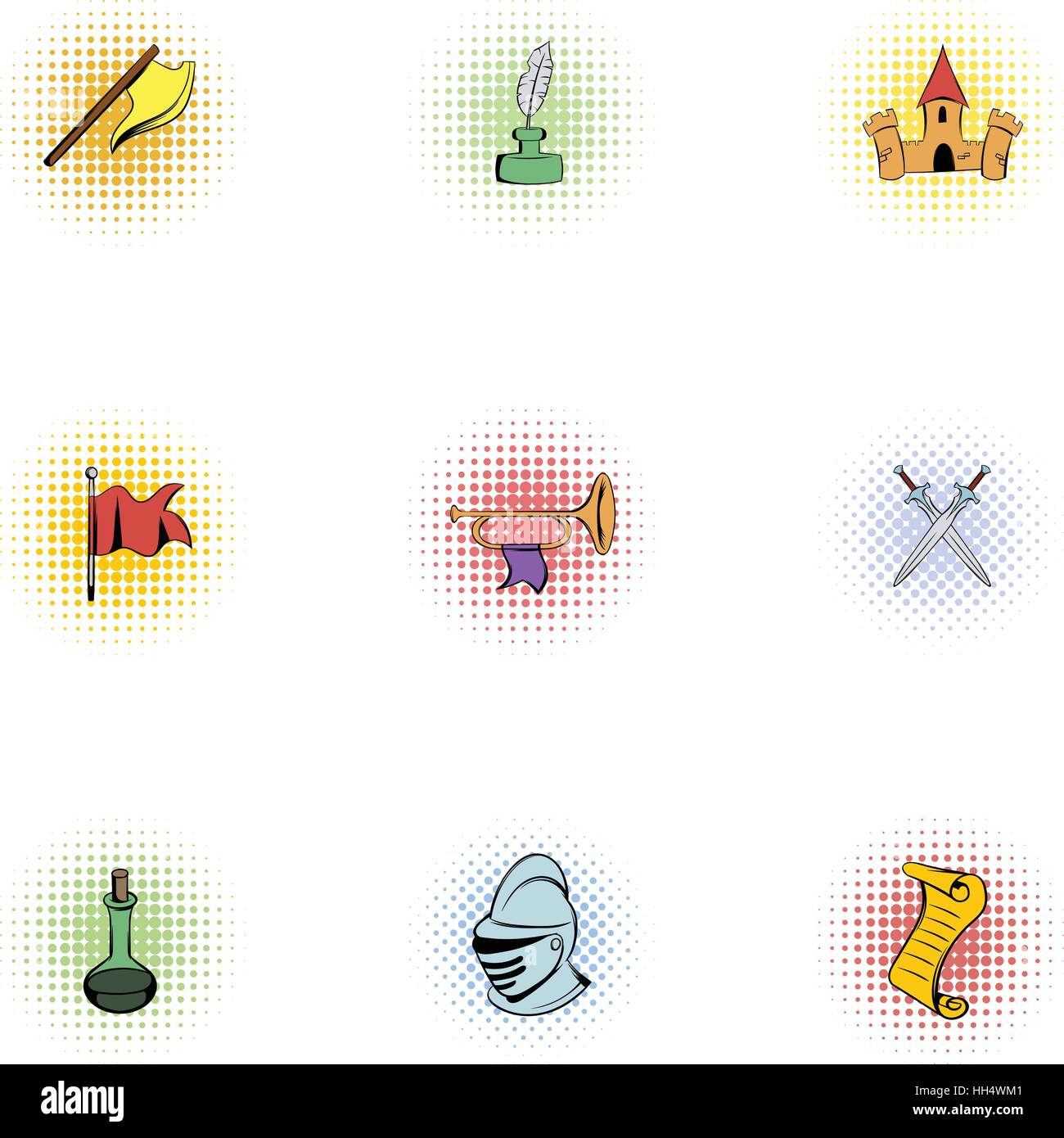 Military middle ages icons set, pop-art style Stock Vector Image & Art ...
