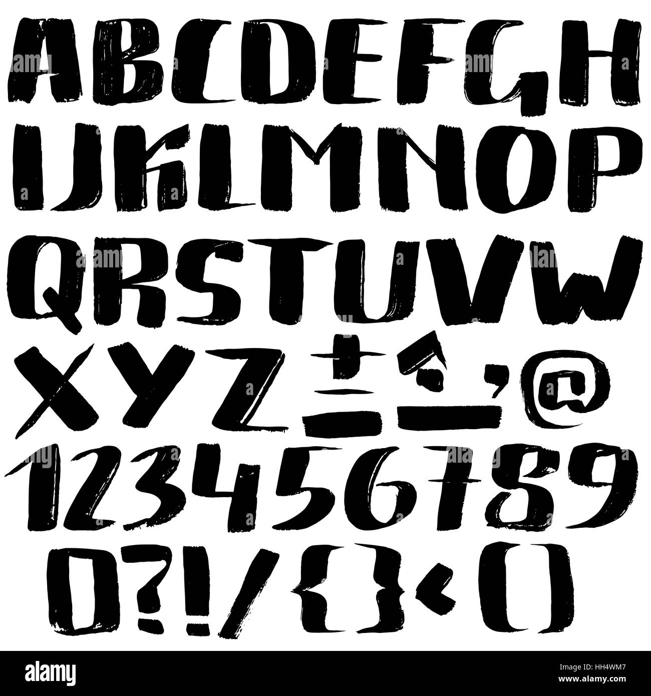 Hand drawn font made by dry brush strokes. Grunge style alphabet Stock ...