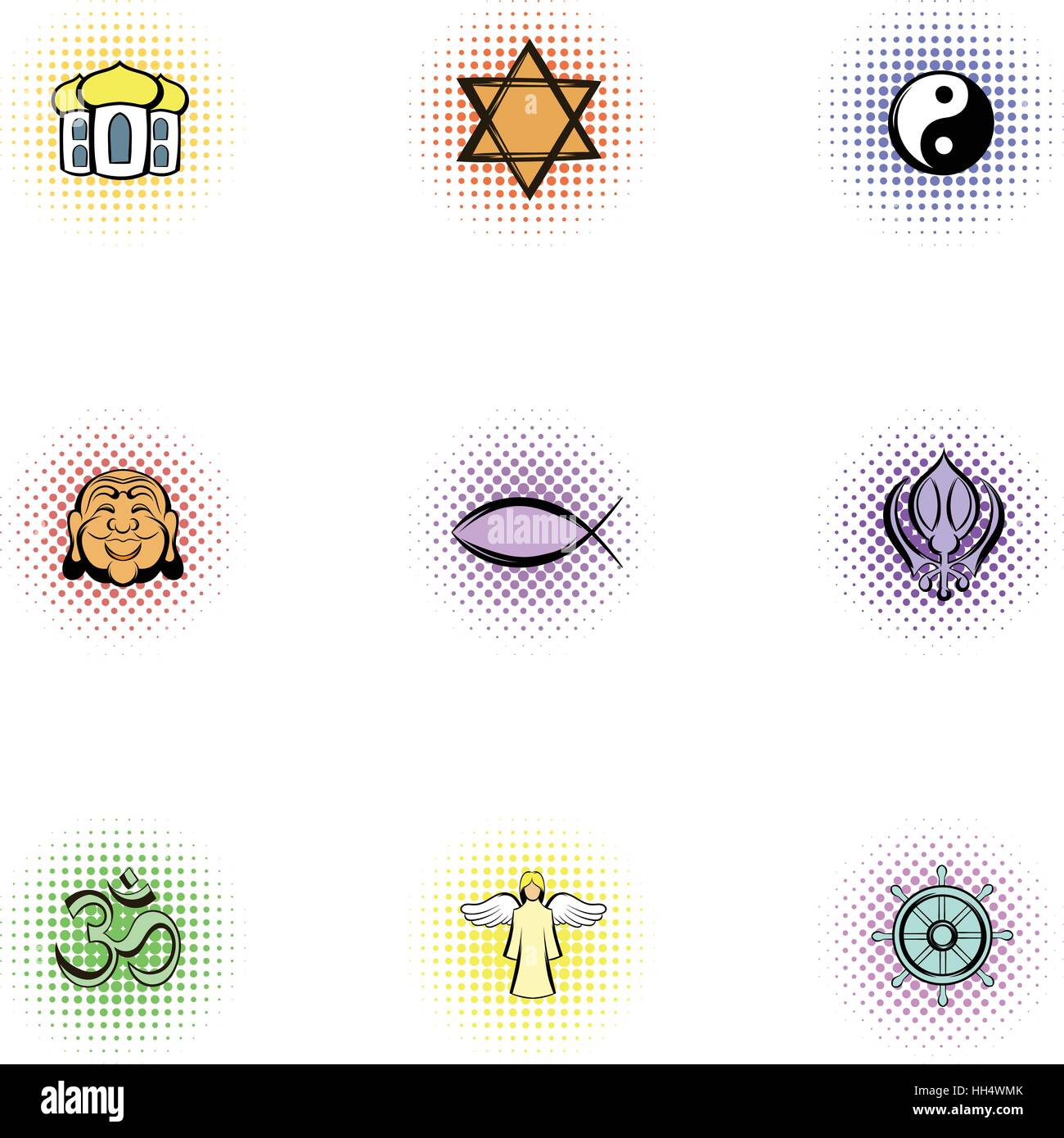 Spirituality icons set, pop-art style Stock Vector Image & Art - Alamy