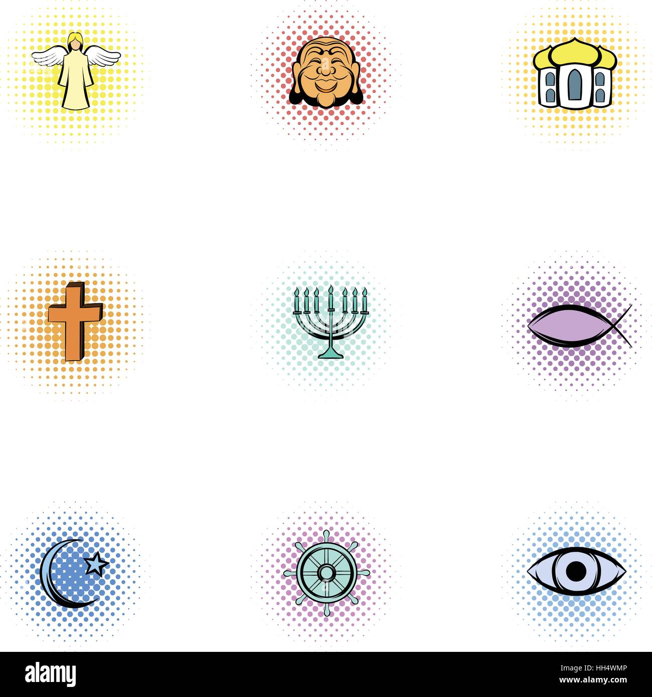 Religious faith icons set, pop-art style Stock Vector Image & Art - Alamy