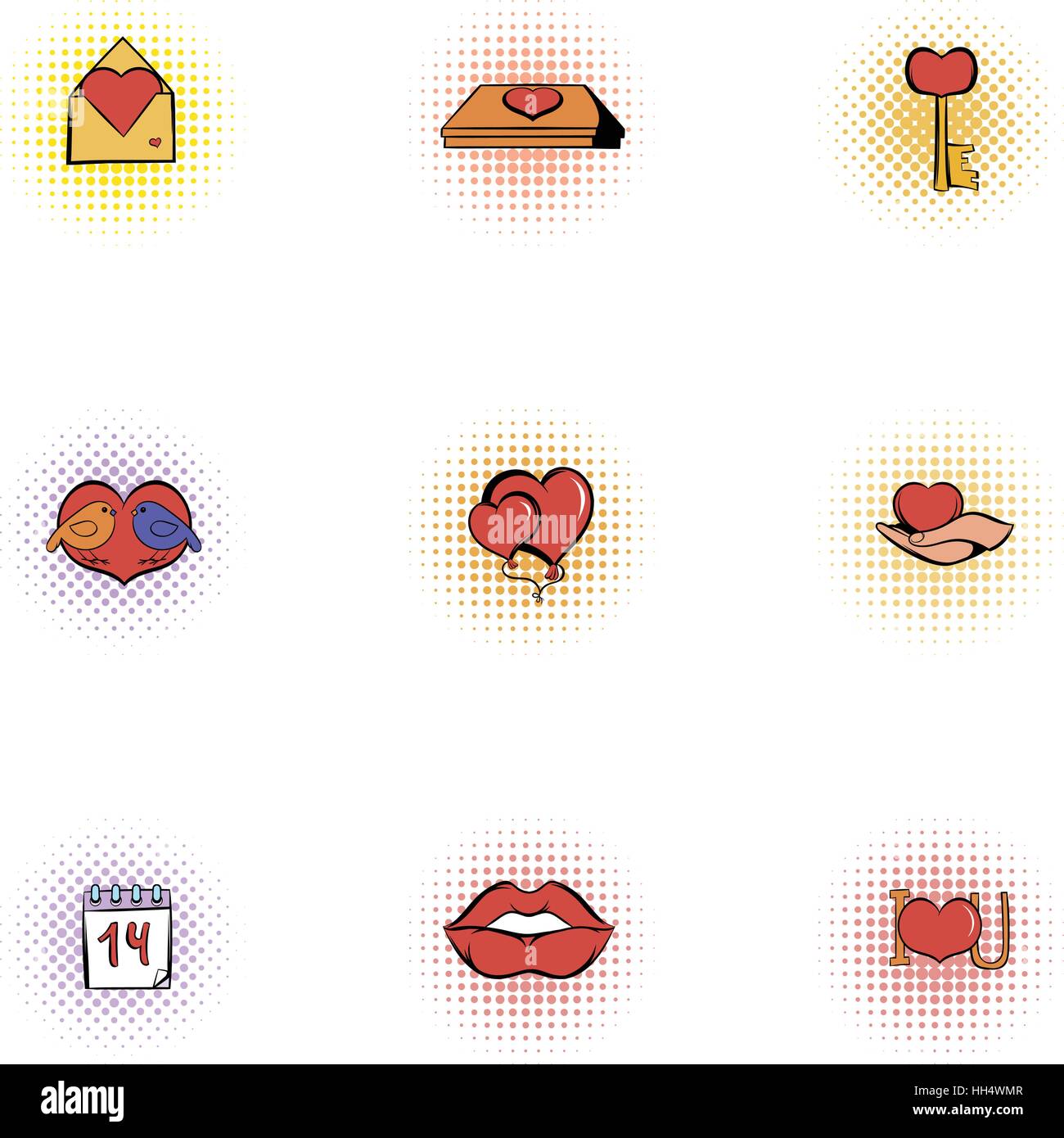 14 February icons set, pop-art style Stock Vector Image & Art - Alamy