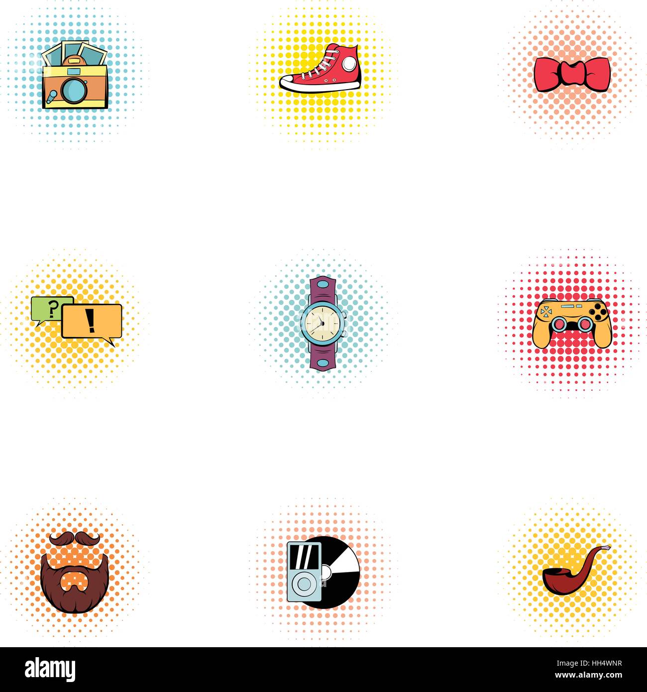 Subculture youth icons set, pop-art style Stock Vector Image & Art - Alamy