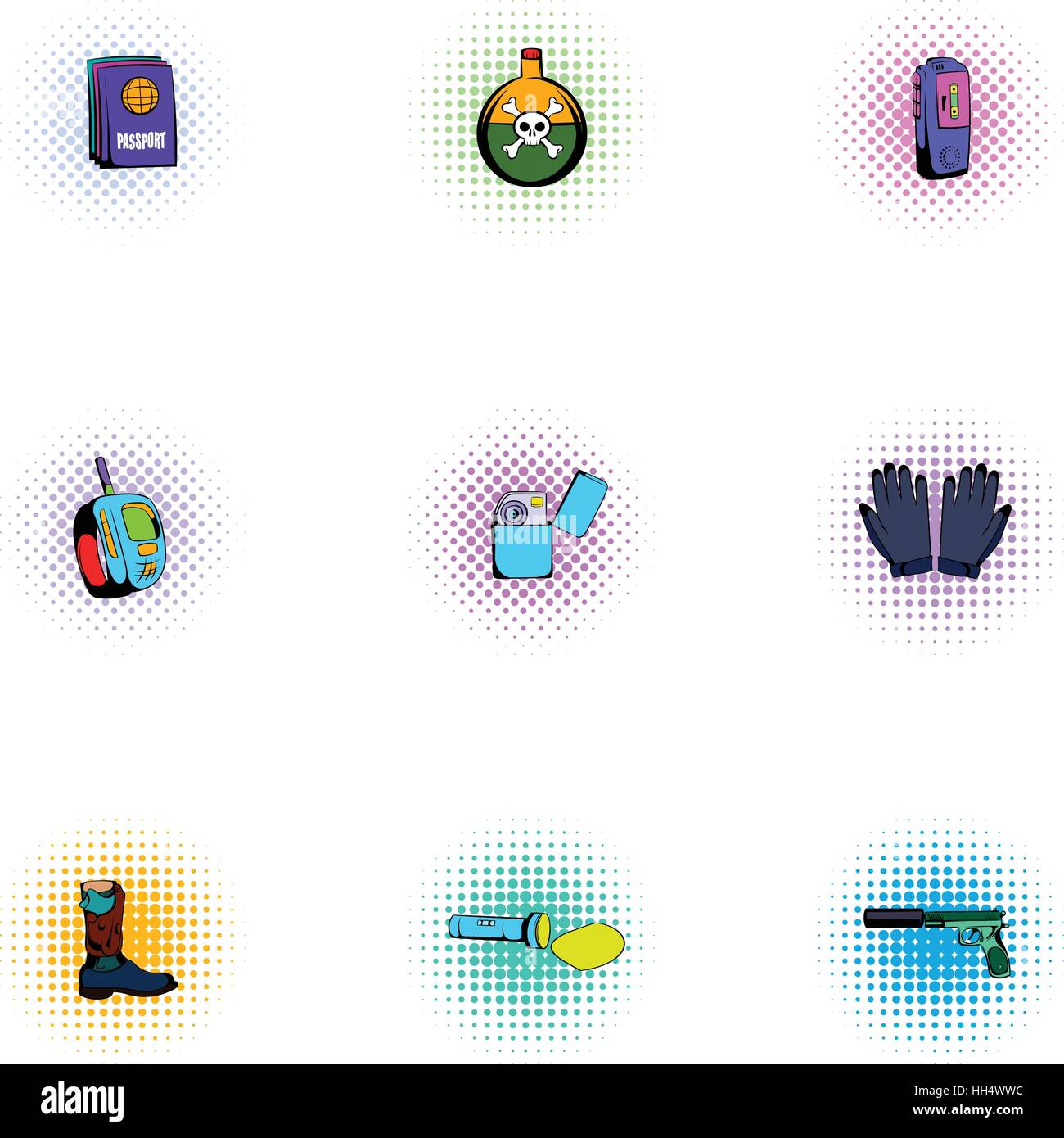 Tracing icons set, pop-art style Stock Vector Image & Art - Alamy