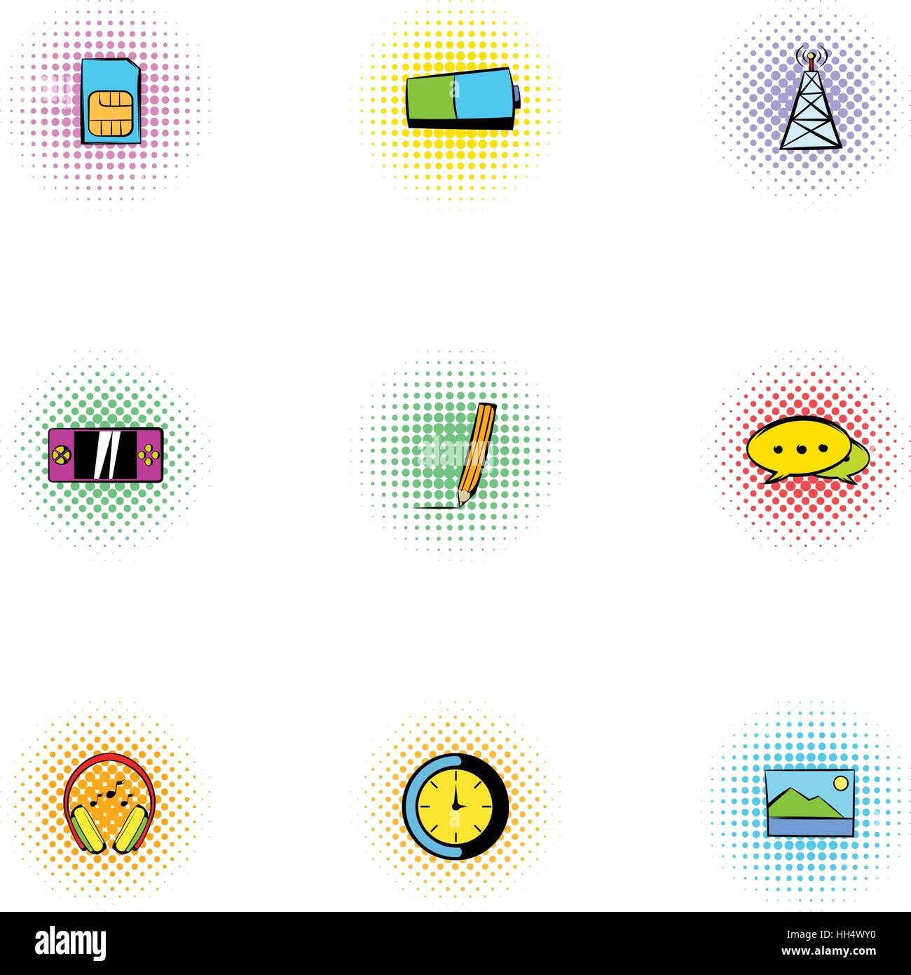 Messages over internet icons set, pop-art style Stock Vector Image ...