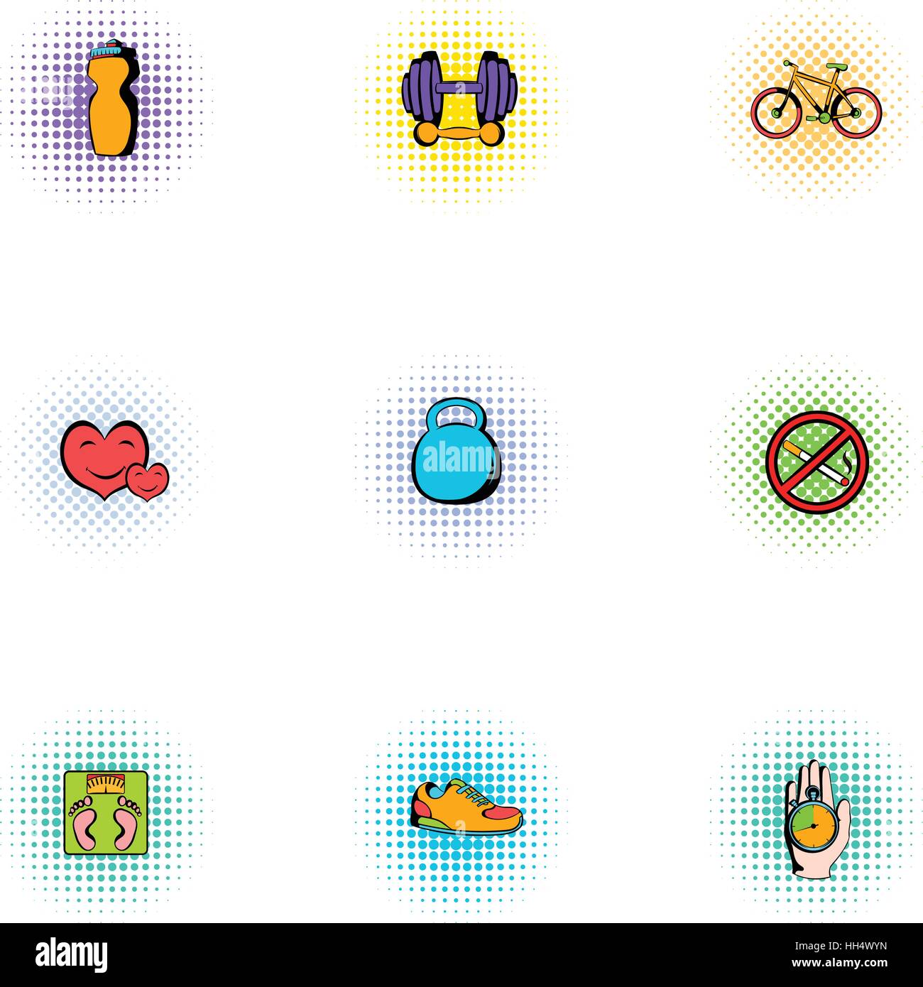 Correct way of life icons set, pop-art style Stock Vector Image & Art ...