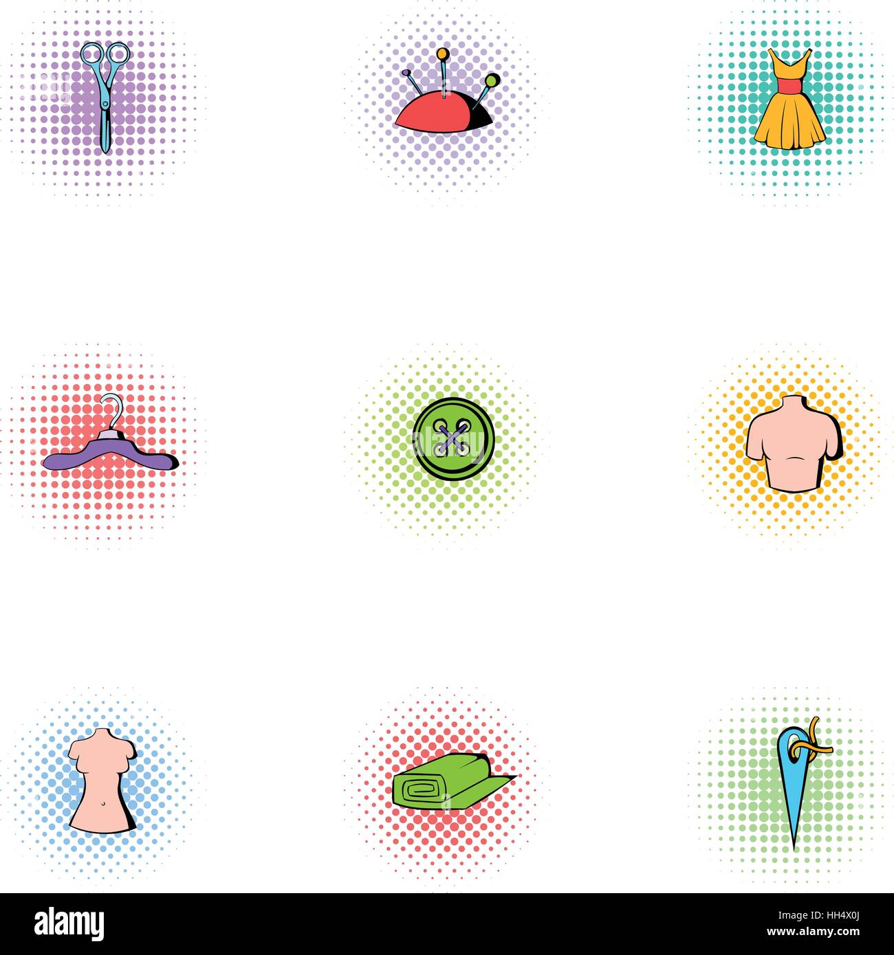 Sewing supplies icons set, pop-art style Stock Vector Image & Art - Alamy