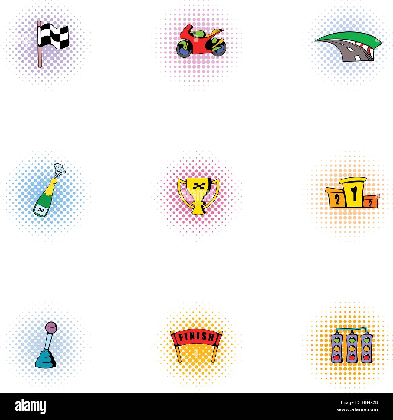 Championship formula 1 icons set, pop-art style Stock Vector Image ...