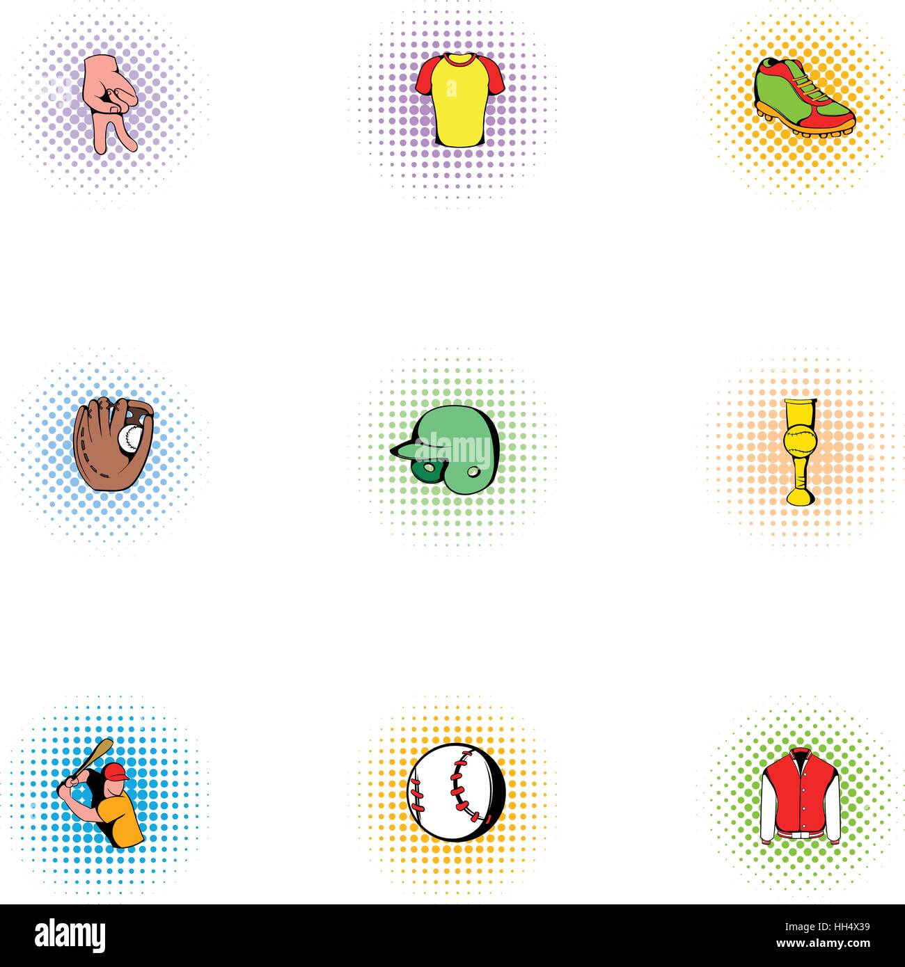 Baseball sport icons set, pop-art style Stock Vector Image & Art - Alamy