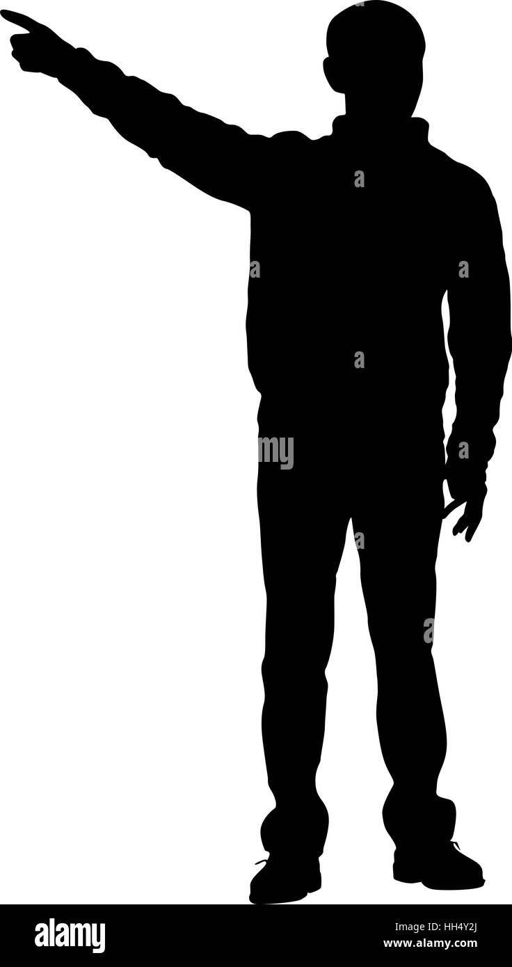 Silhouette man hands raised Black and White Stock Photos & Images - Alamy