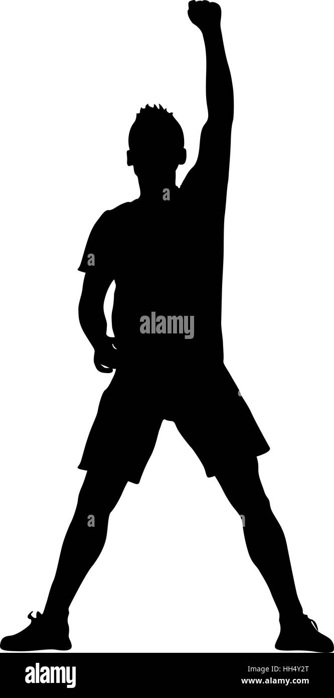 Silhouette man hand raised vector hi-res stock photography and images ...