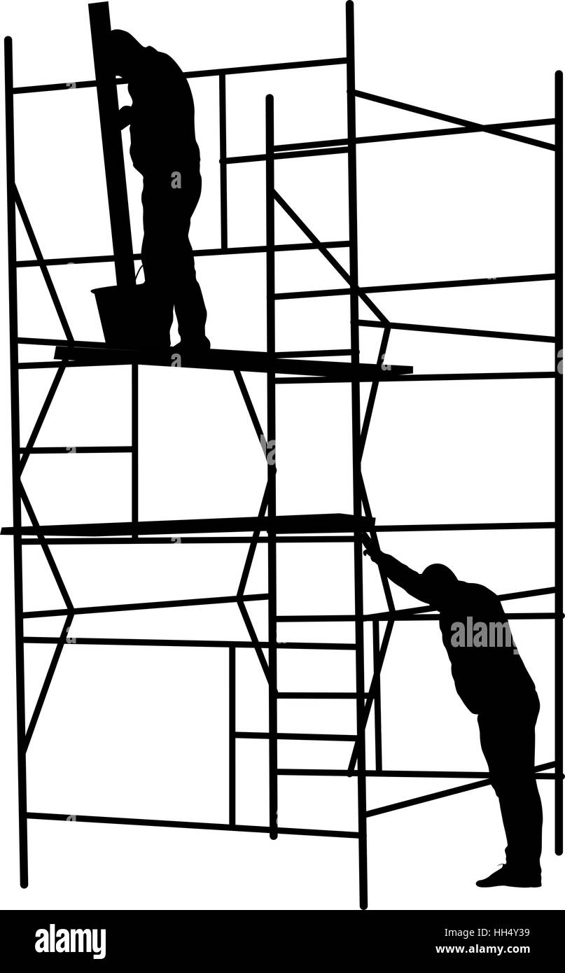Construction worker climbing up ladder Stock Vector Images - Alamy