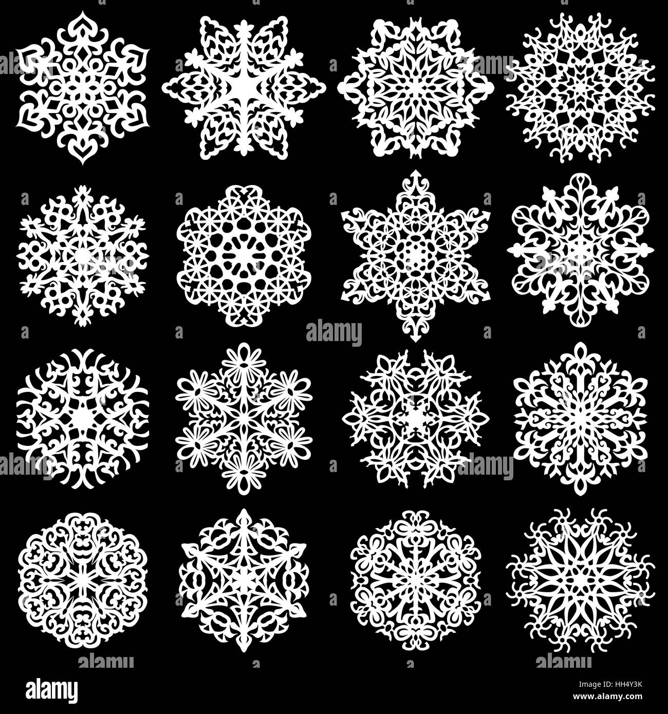Set snowflakes icons on white background, vector illustration Stock ...