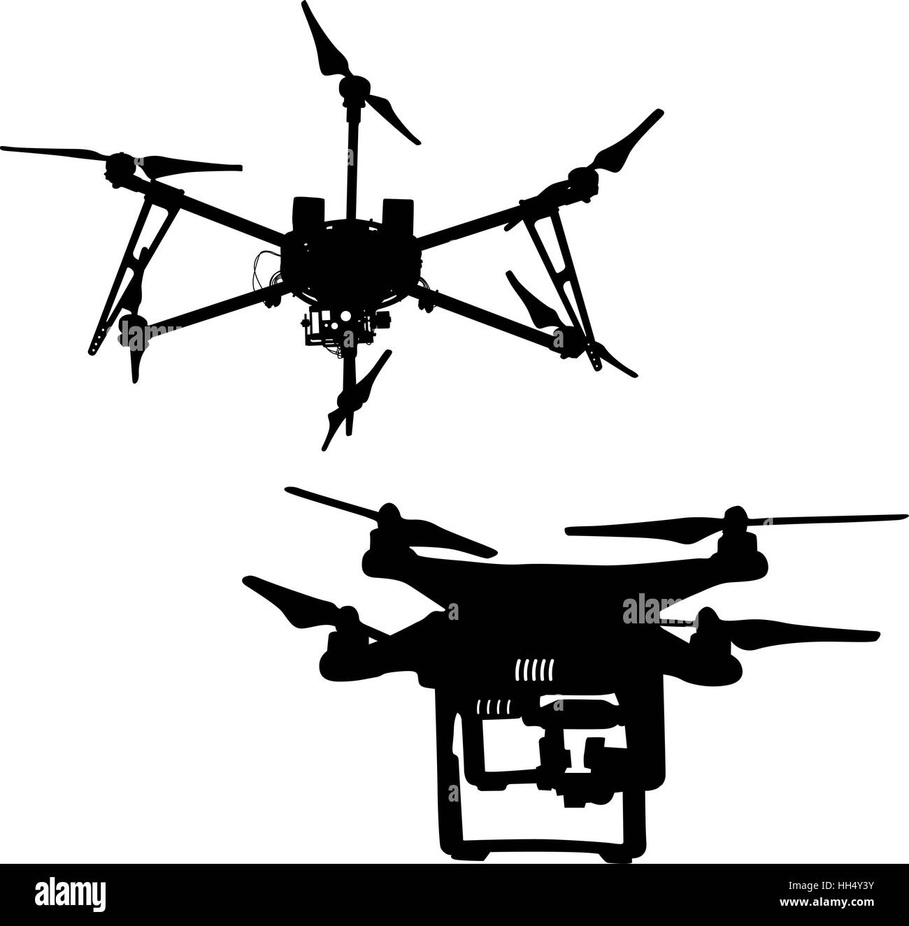Black silhouette drone quadrocopter, vector illustration Stock Vector ...