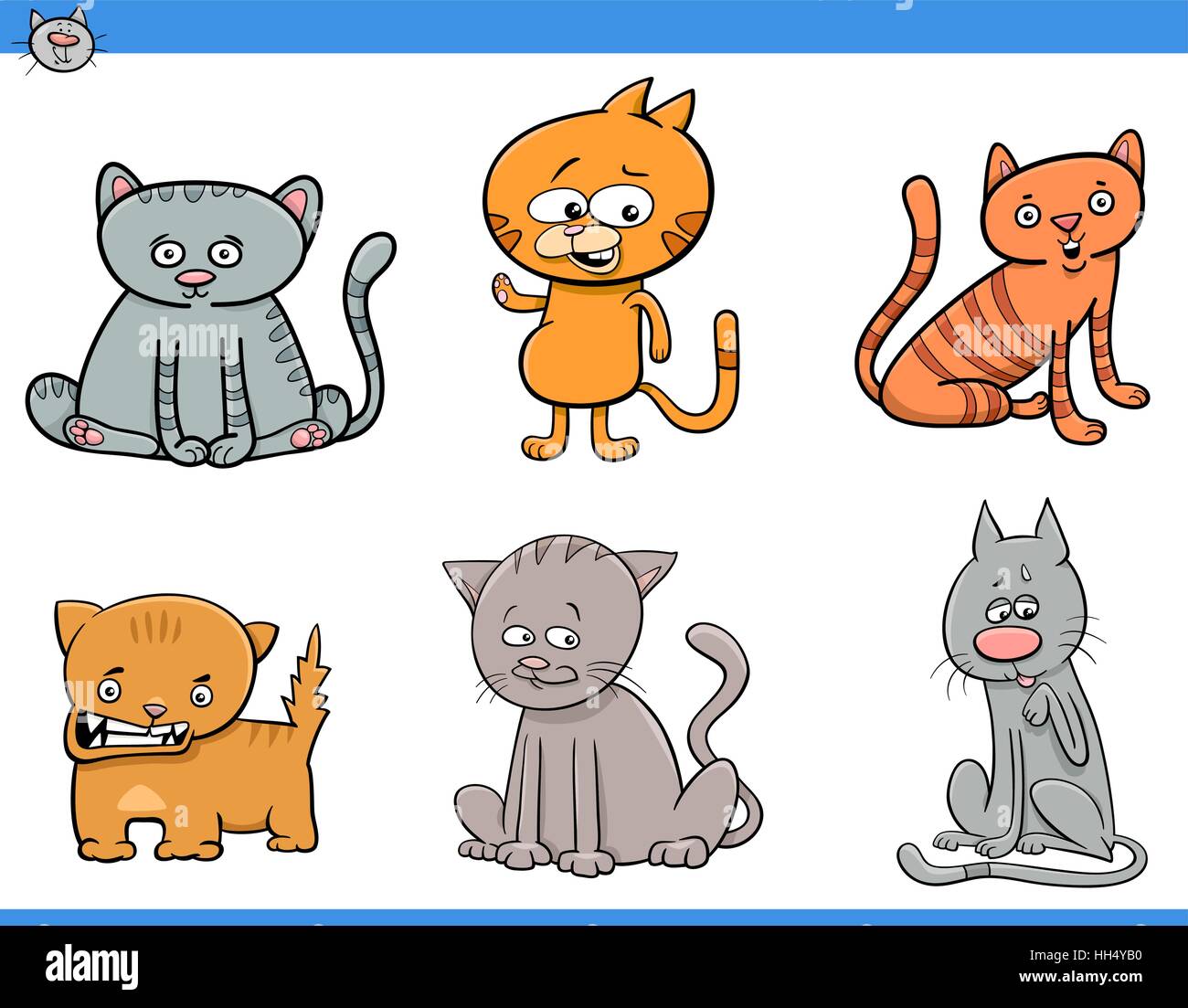 Cartoon Illustration of Funny Cats Animal Characters Set Stock Vector ...