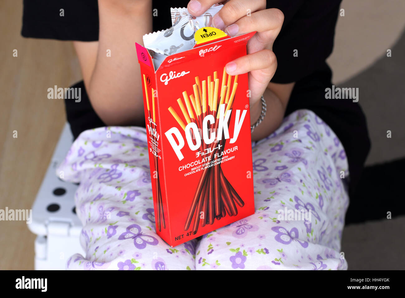 Close up of Pocky Chocolate flavour covered biscuit Stock Photo - Alamy